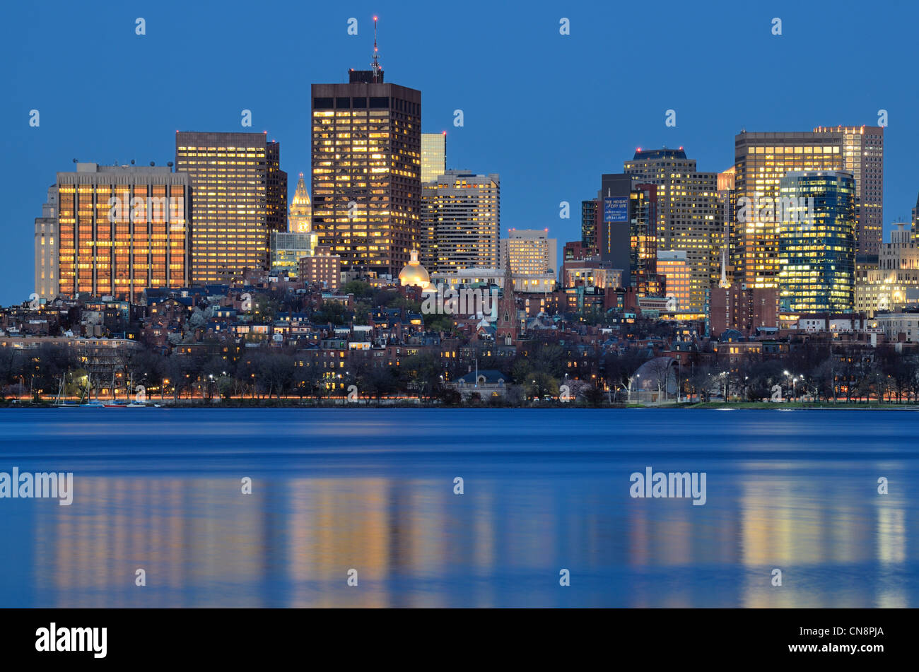 The cityscape of Back Bay Boston, Massachusetts, USA from across the ...