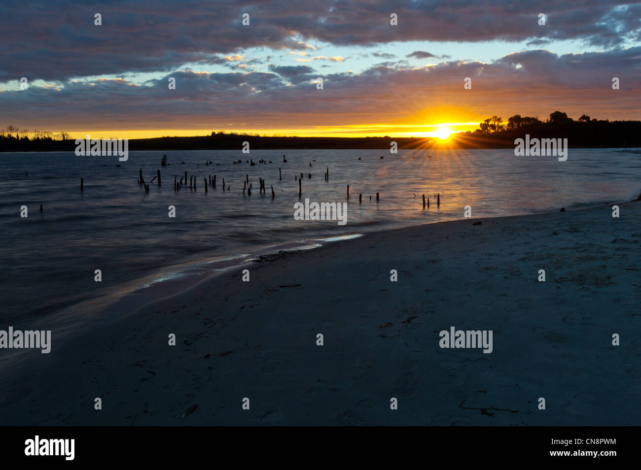 Beautiful sunset Strahan located on the remote west coast of Tasmania Australia Stock Photo - Alamy