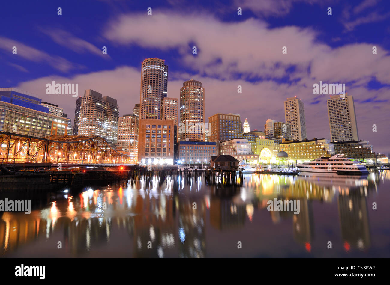 Financial District of Boston, Massachusetts viewed from Boston Harbor ...