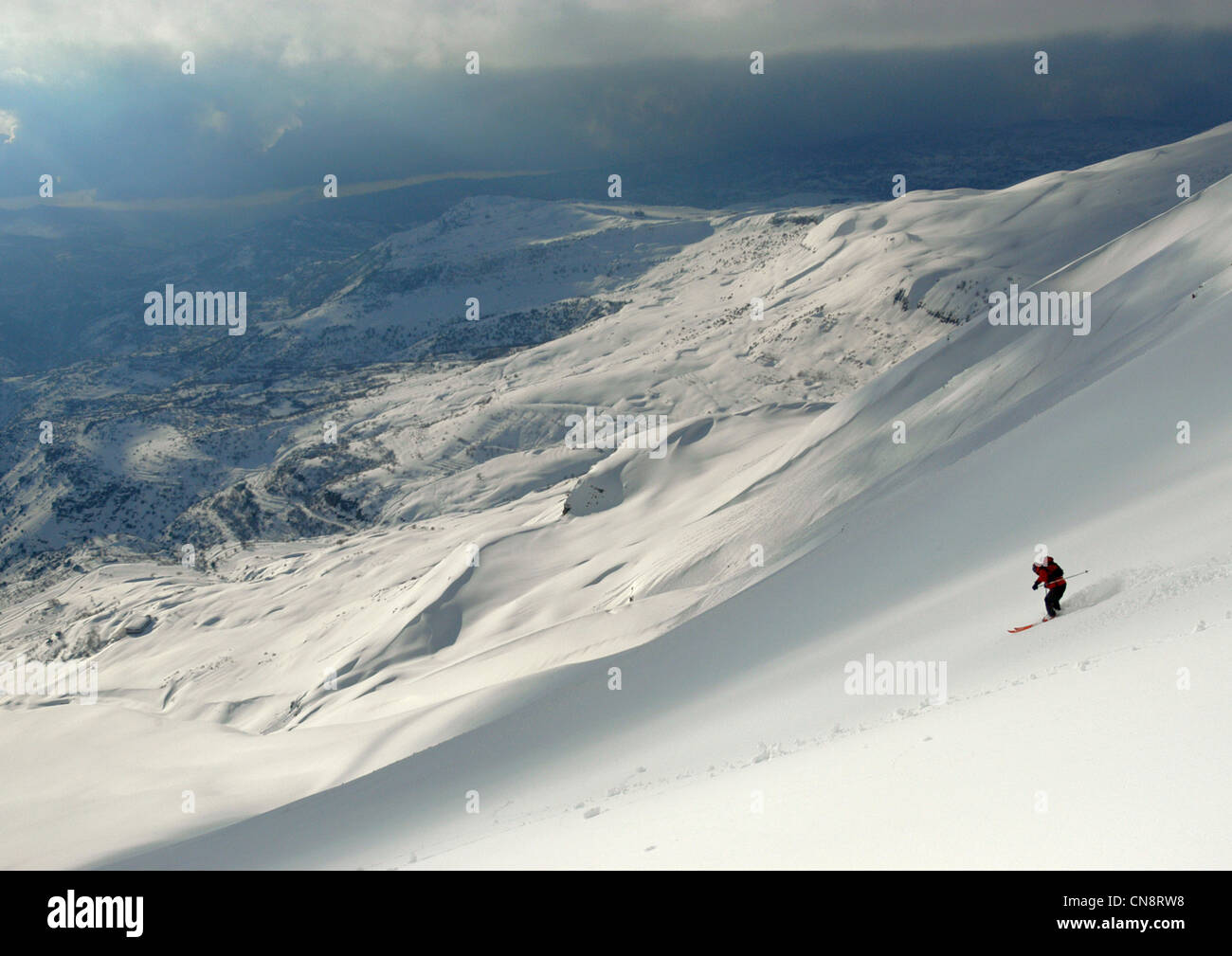 Lebanon, Mount Lebanon, Jabal Sannine Mountain range, backcountry skier ...
