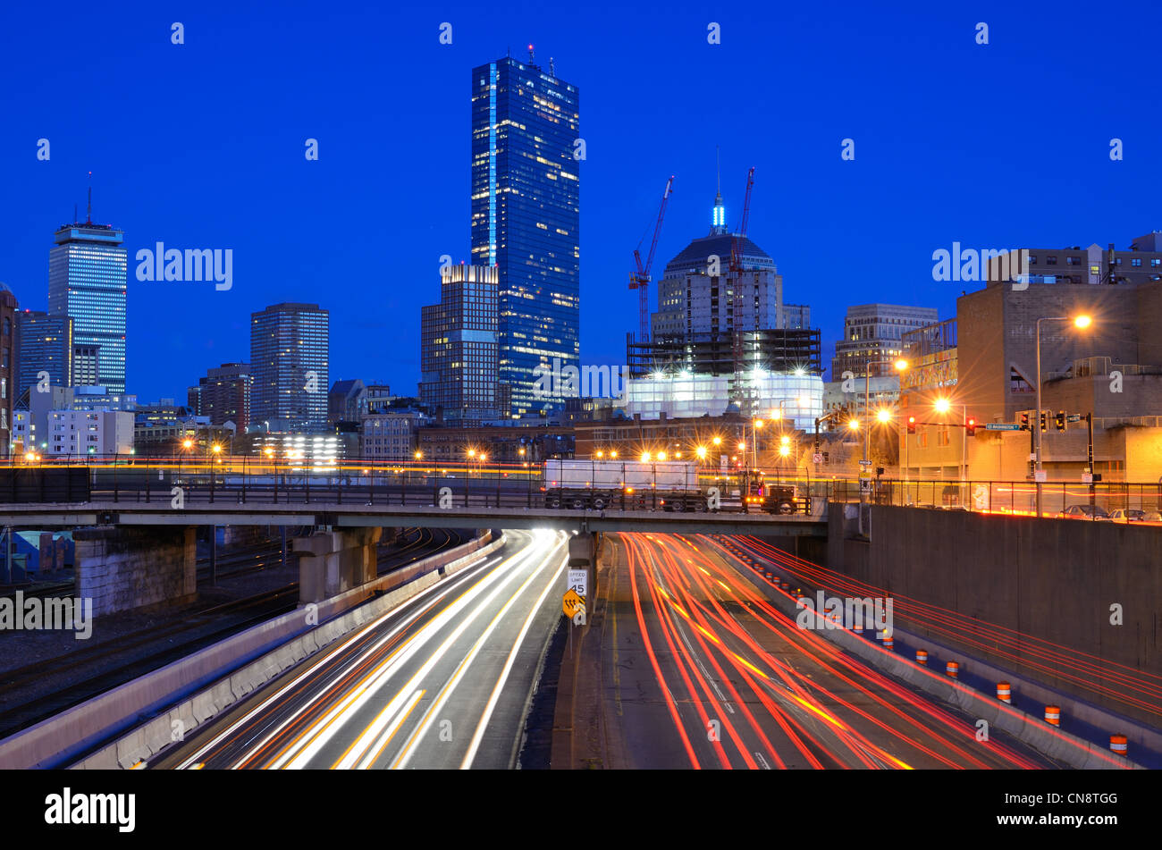 View above the Massachusetts Turnpike from Harrison Ave. in Boston ...