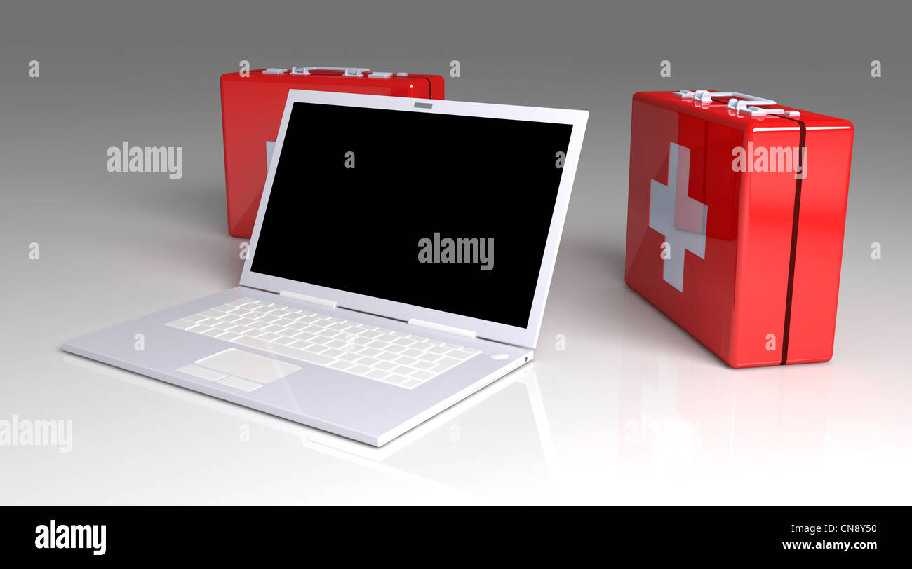 Laptop first aid Stock Photo - Alamy