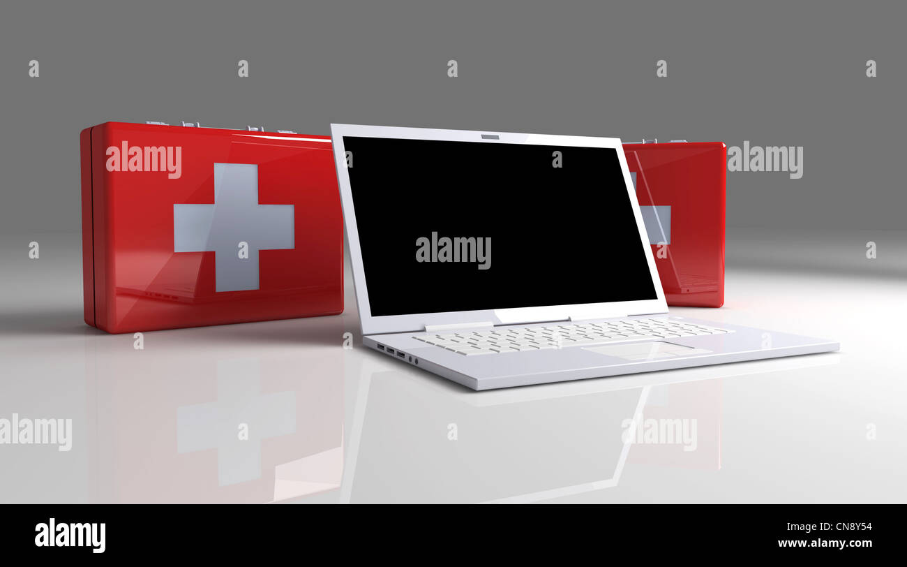 Laptop first aid Stock Photo - Alamy