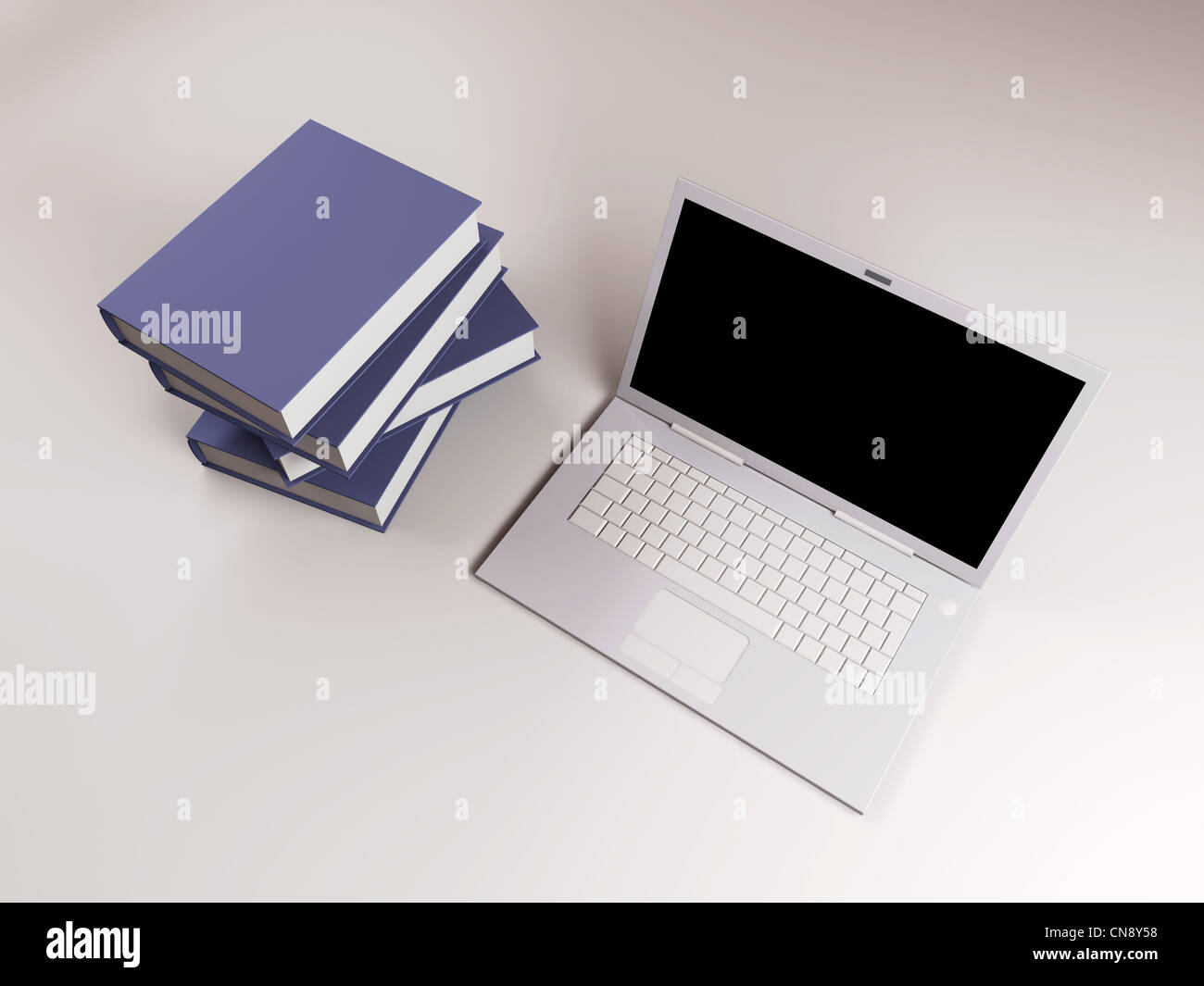A Laptop with books Stock Photo - Alamy