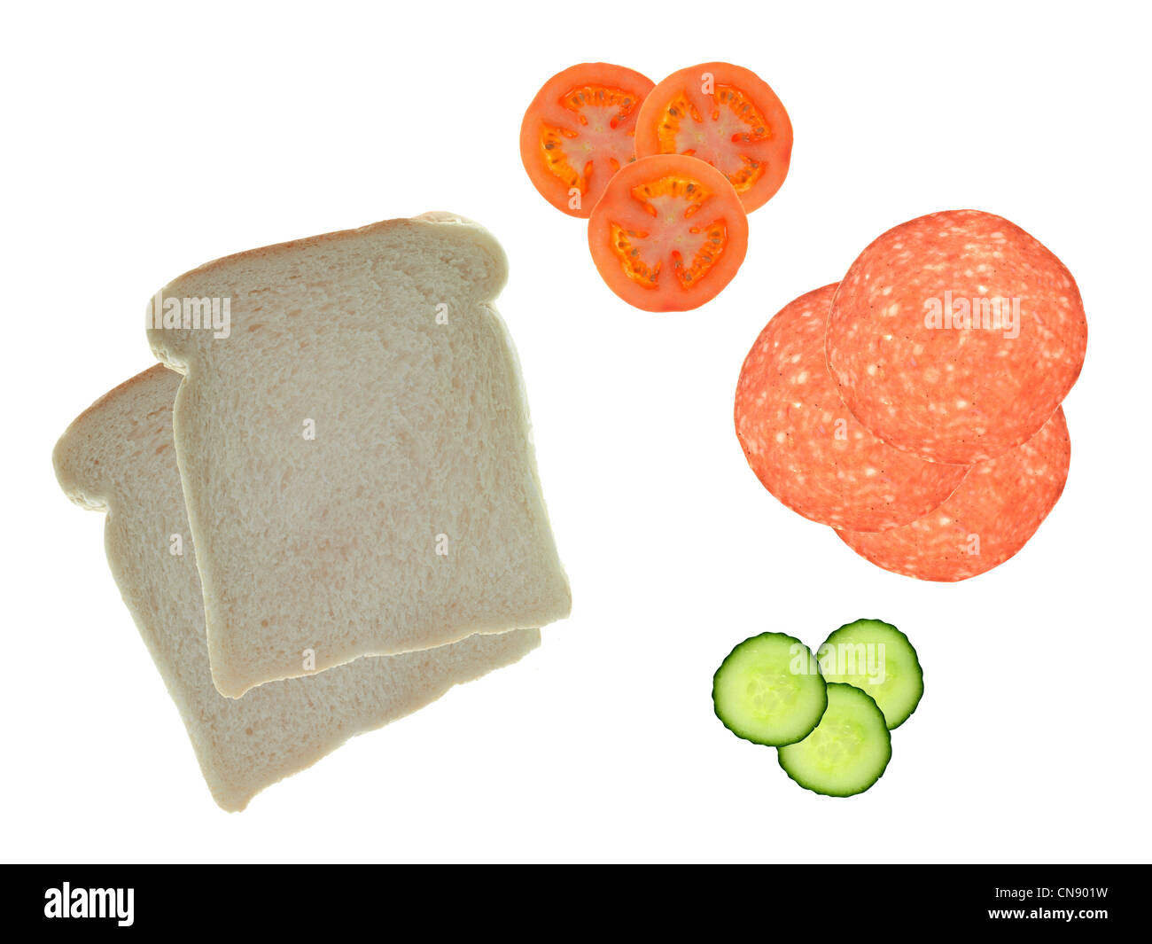 Sandwich items isolated against a white background Stock Photo - Alamy