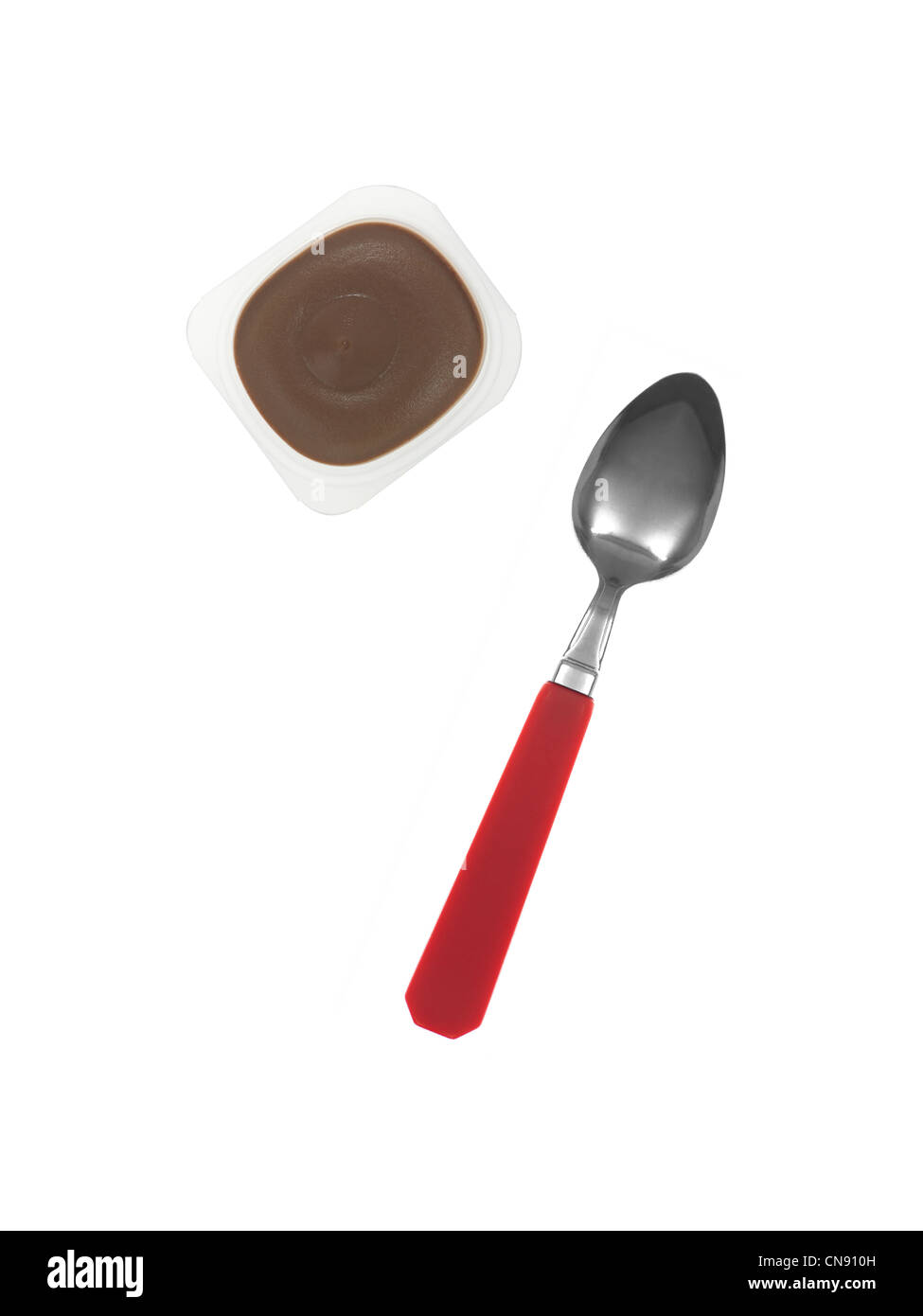 Tubs of chocolate mousse isolated against a white background Stock ...