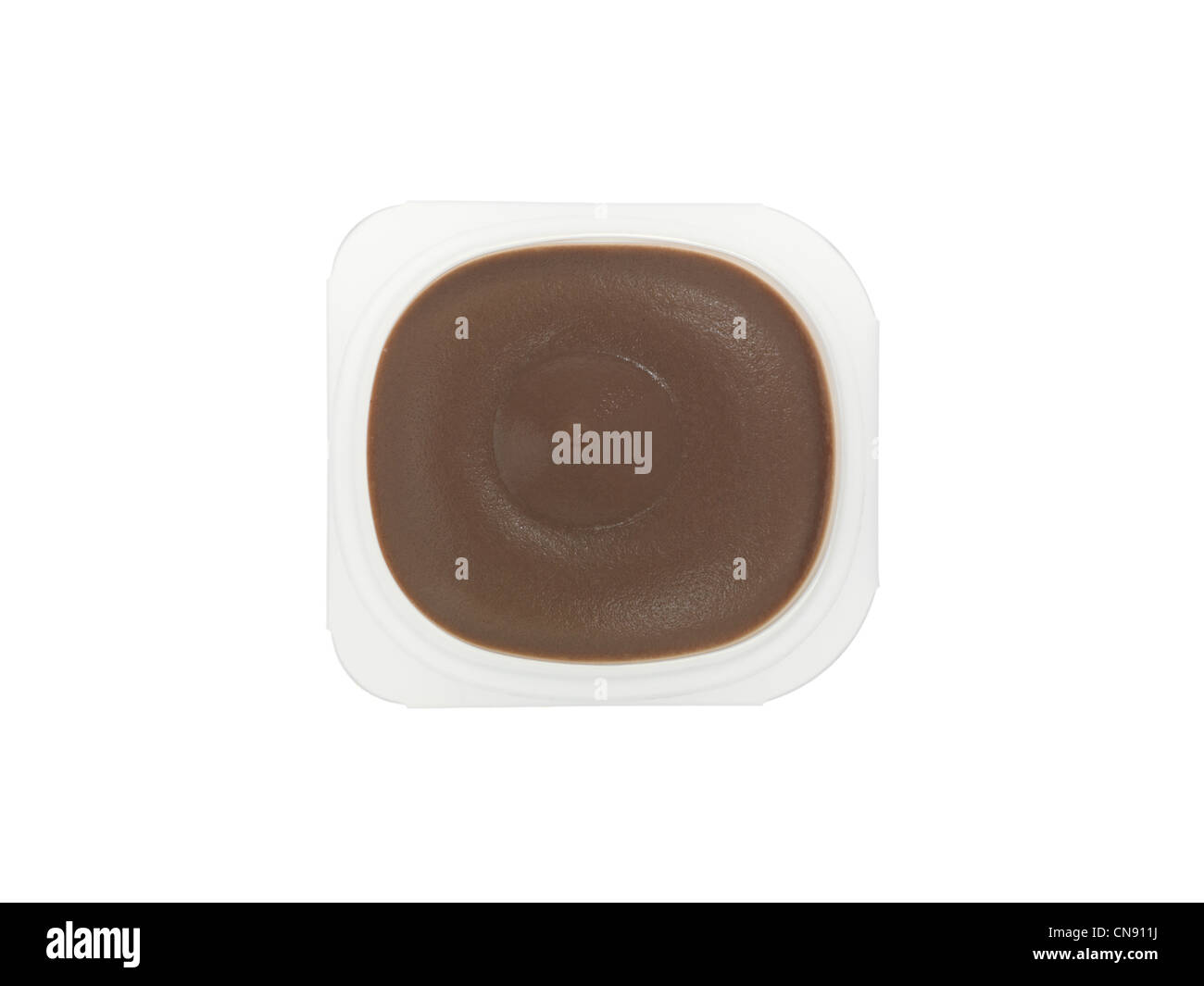 Tubs of chocolate mousse isolated against a white background Stock ...