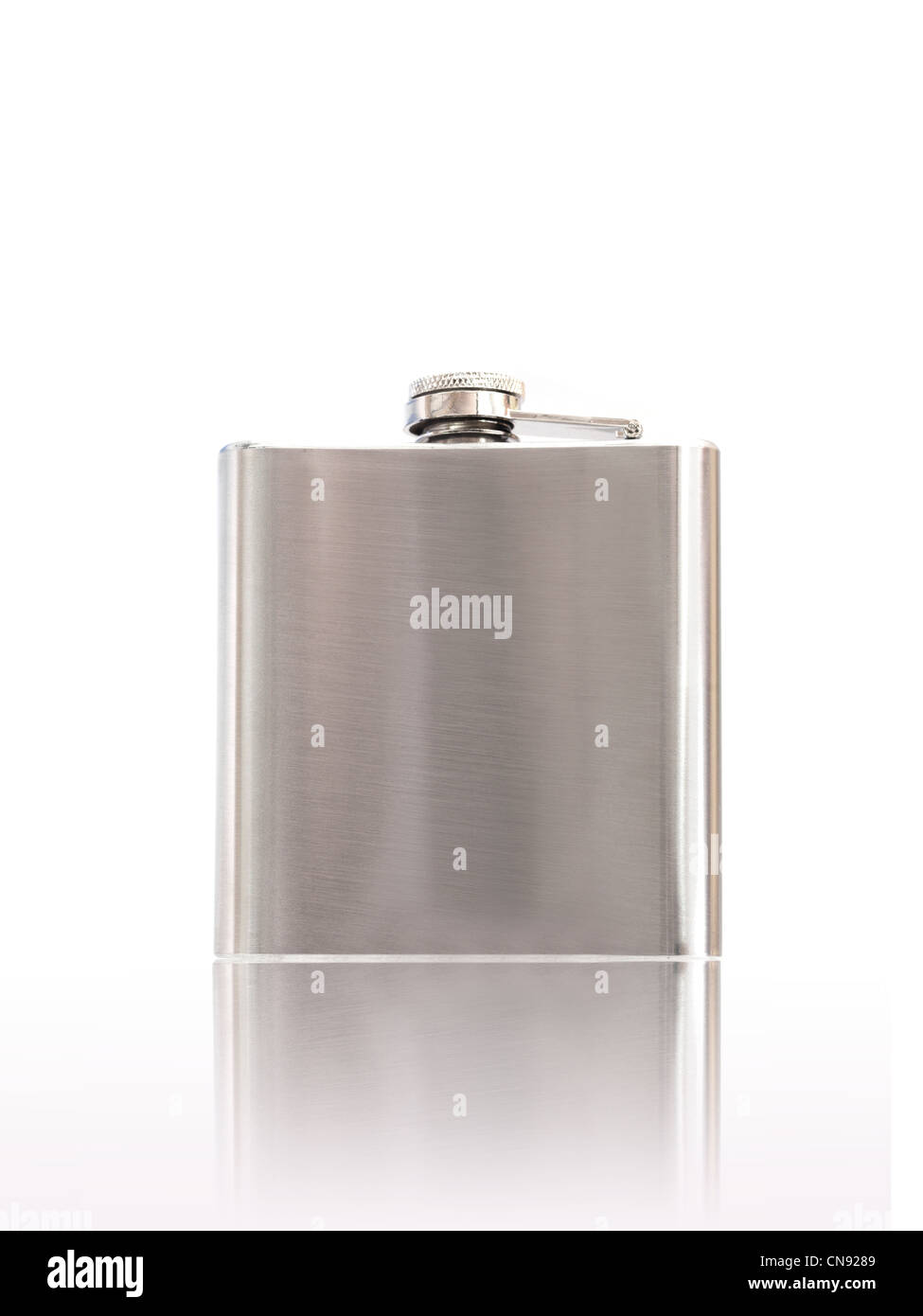 A hip flask isolated against a white background Stock Photo - Alamy