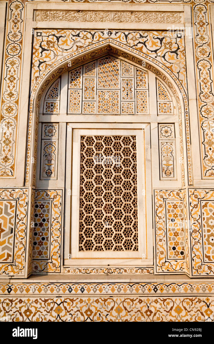 Agra, India. Geometric Window Design, with Pietra Dura Stone Work ...