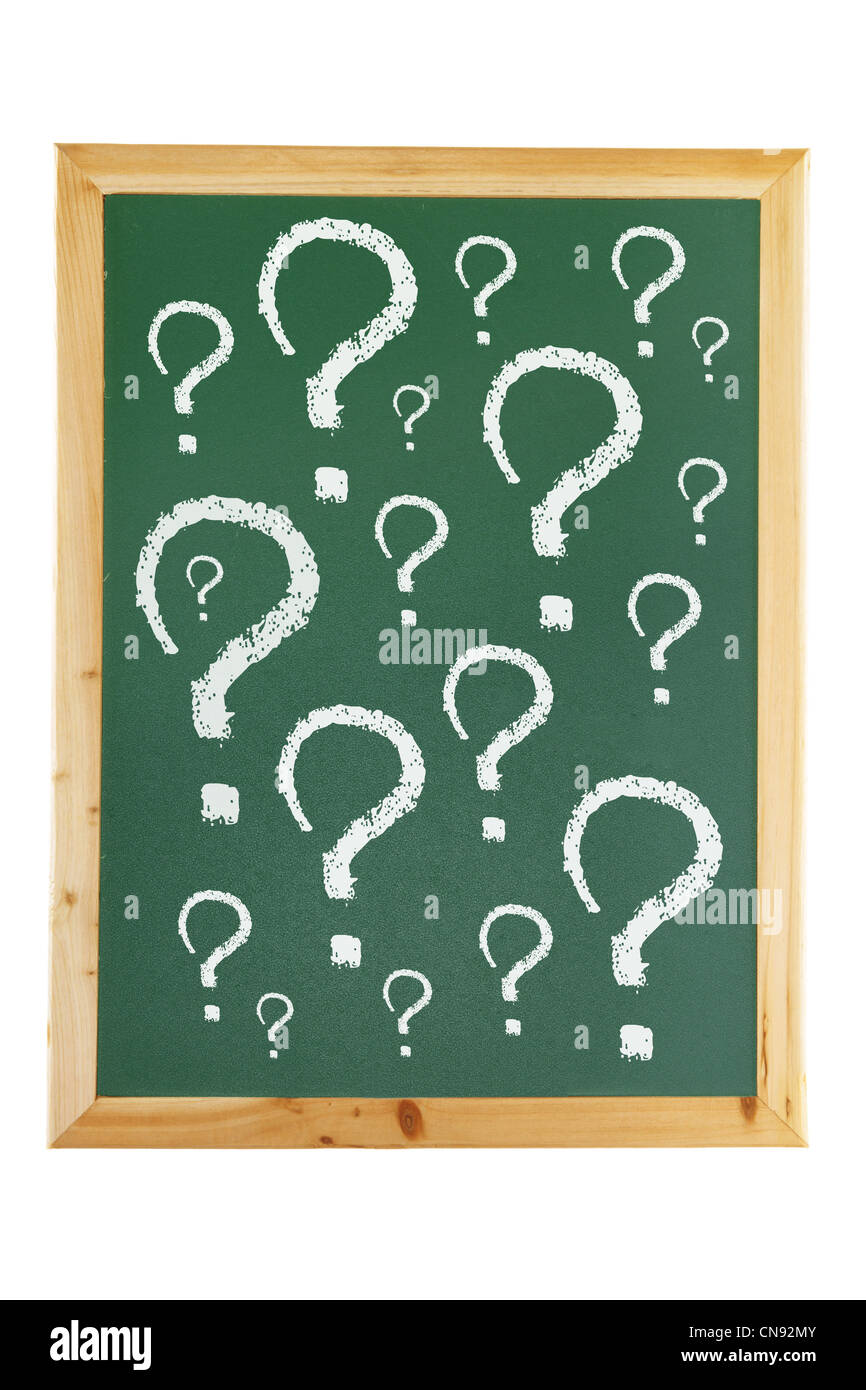 Blackboard with Question Marks Stock Photo - Alamy