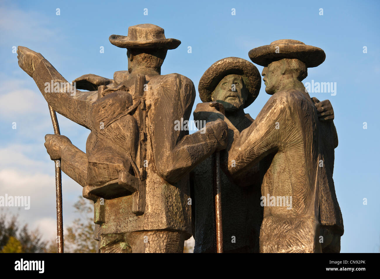 Slovenia, Goriska Region, Bovec, the Triglav National Park, statue of ...