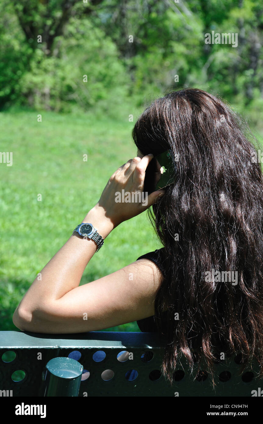 Girl with iphone Stock Photo - Alamy