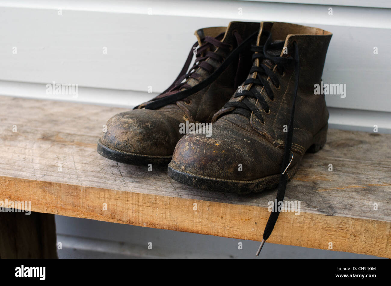 Old Worn Leather Military Boots High Resolution Stock Photography and ...