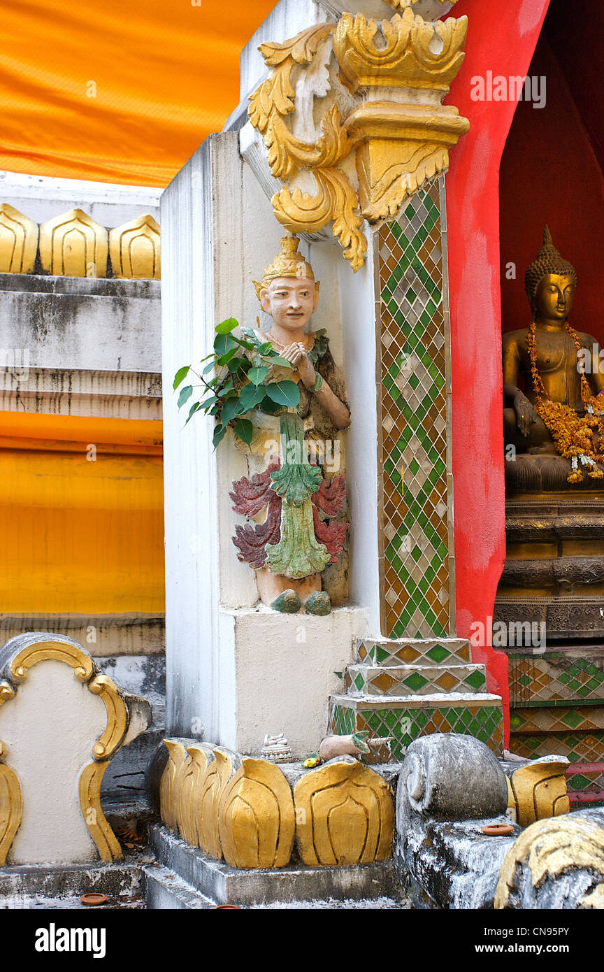 figures on wall,temple,religion,buddhism, chiang mai,Thailand Stock ...