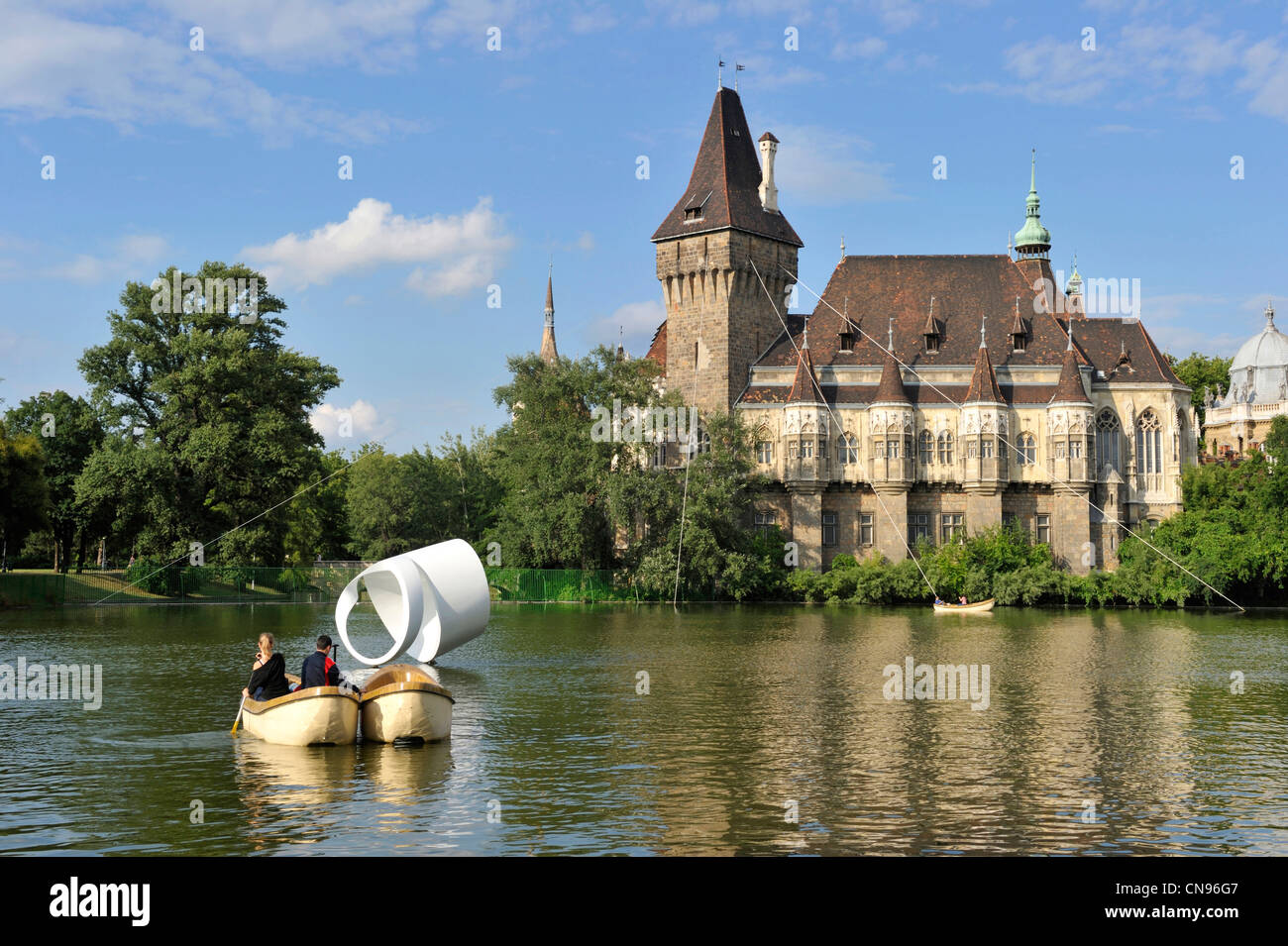 Hungary, Budapest, Pest, Vajdahunyad Castle, Bois de Ville park Stock ...