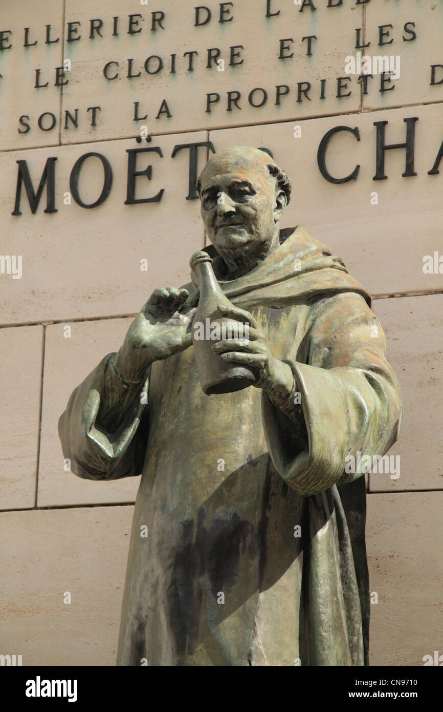Dom Perignon statue@ the MOET & CHANDON Winery Epernay Champagne France ...
