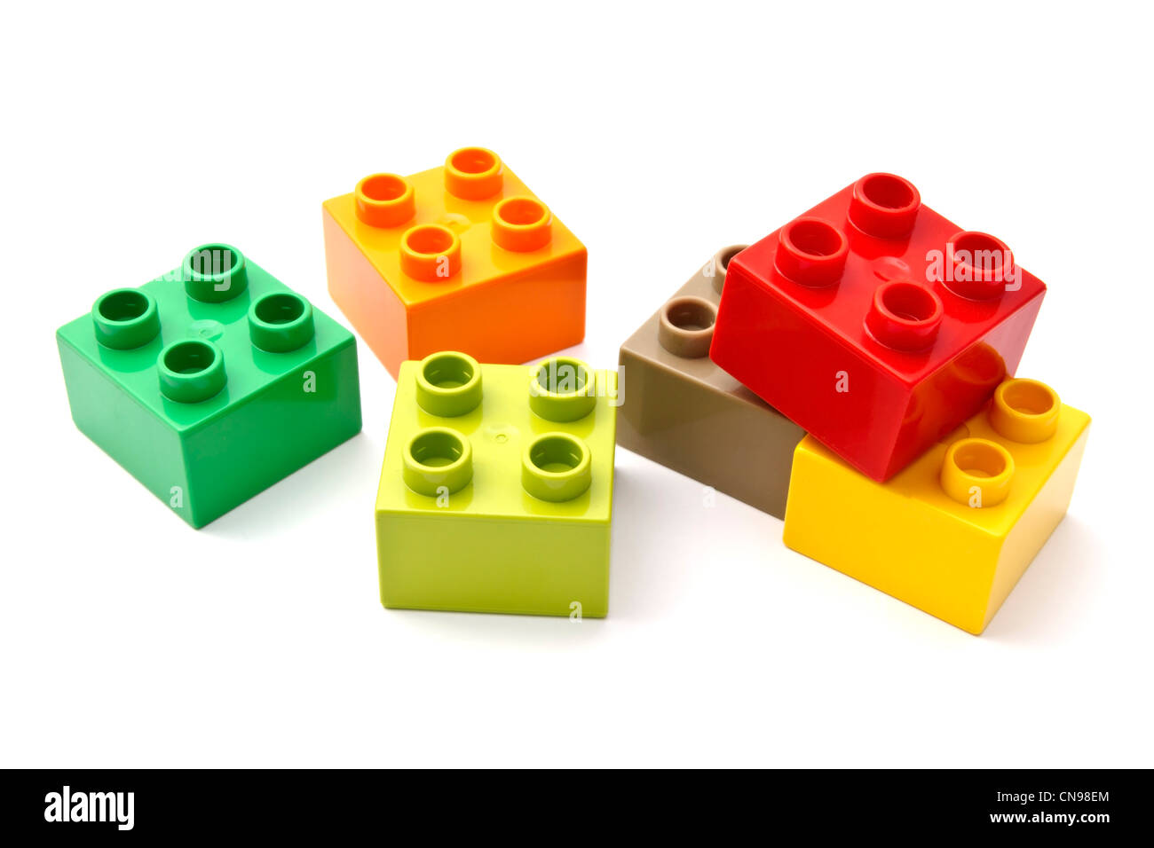 Colorful building blocks closeup on white background Stock Photo - Alamy