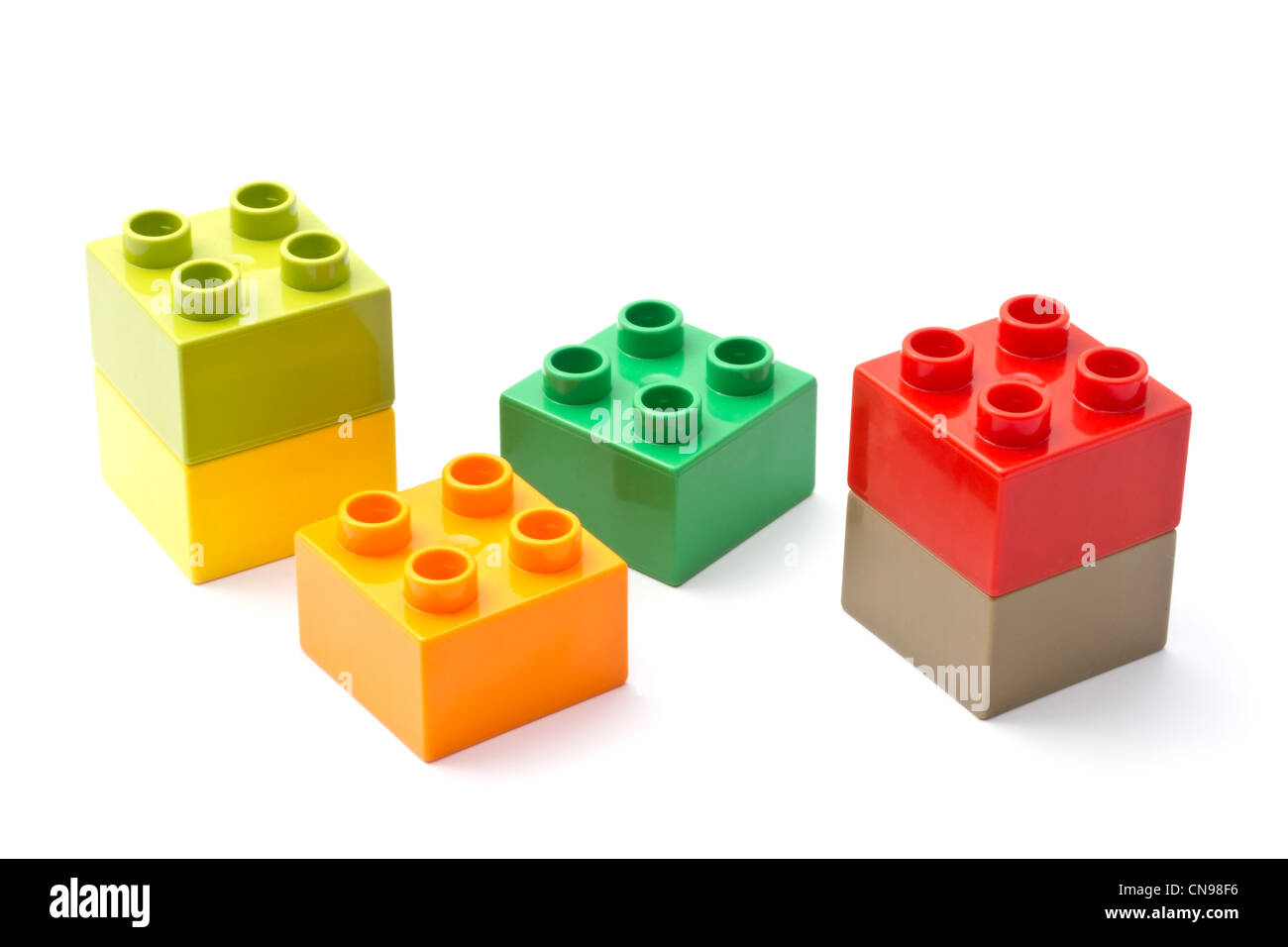 Colorful building blocks closeup on white background Stock Photo - Alamy