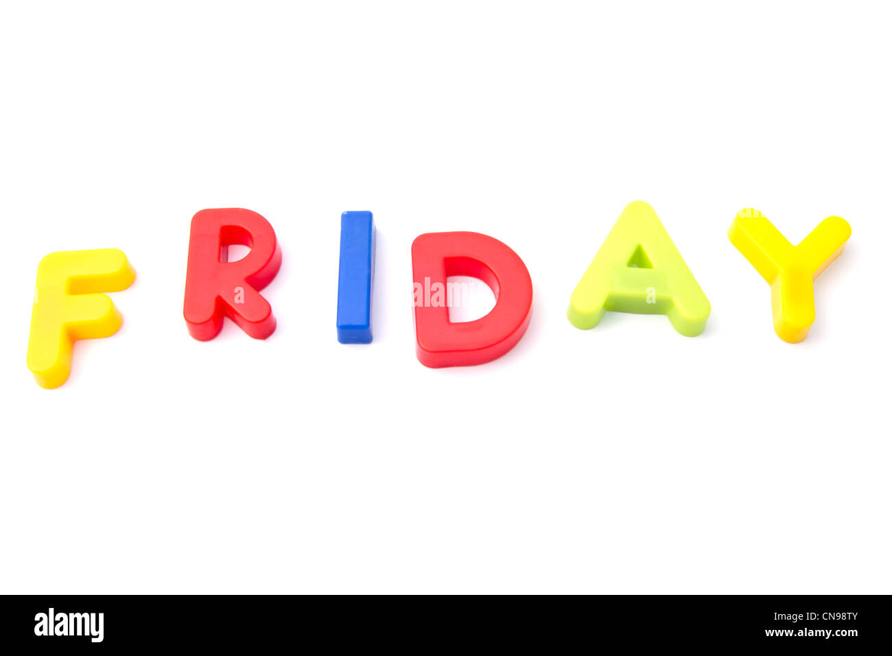 Letter magnets "Friday" isolated on white background Stock Photo - Alamy