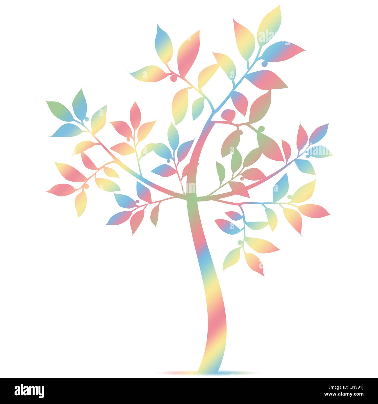 Colorful art tree silhouette isolated on white background Stock Photo ...