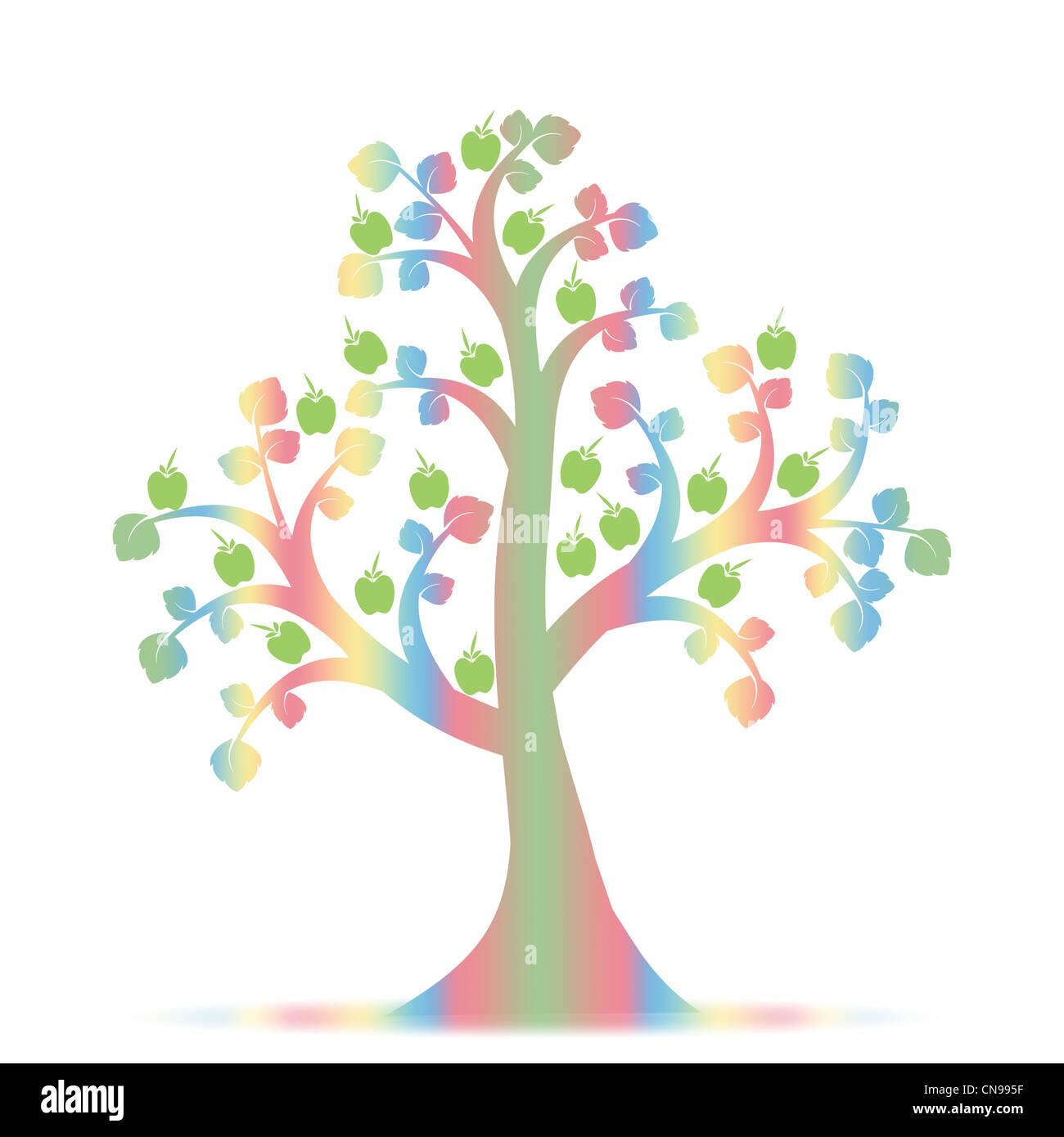 Apple tree isolated on white background Stock Photo - Alamy