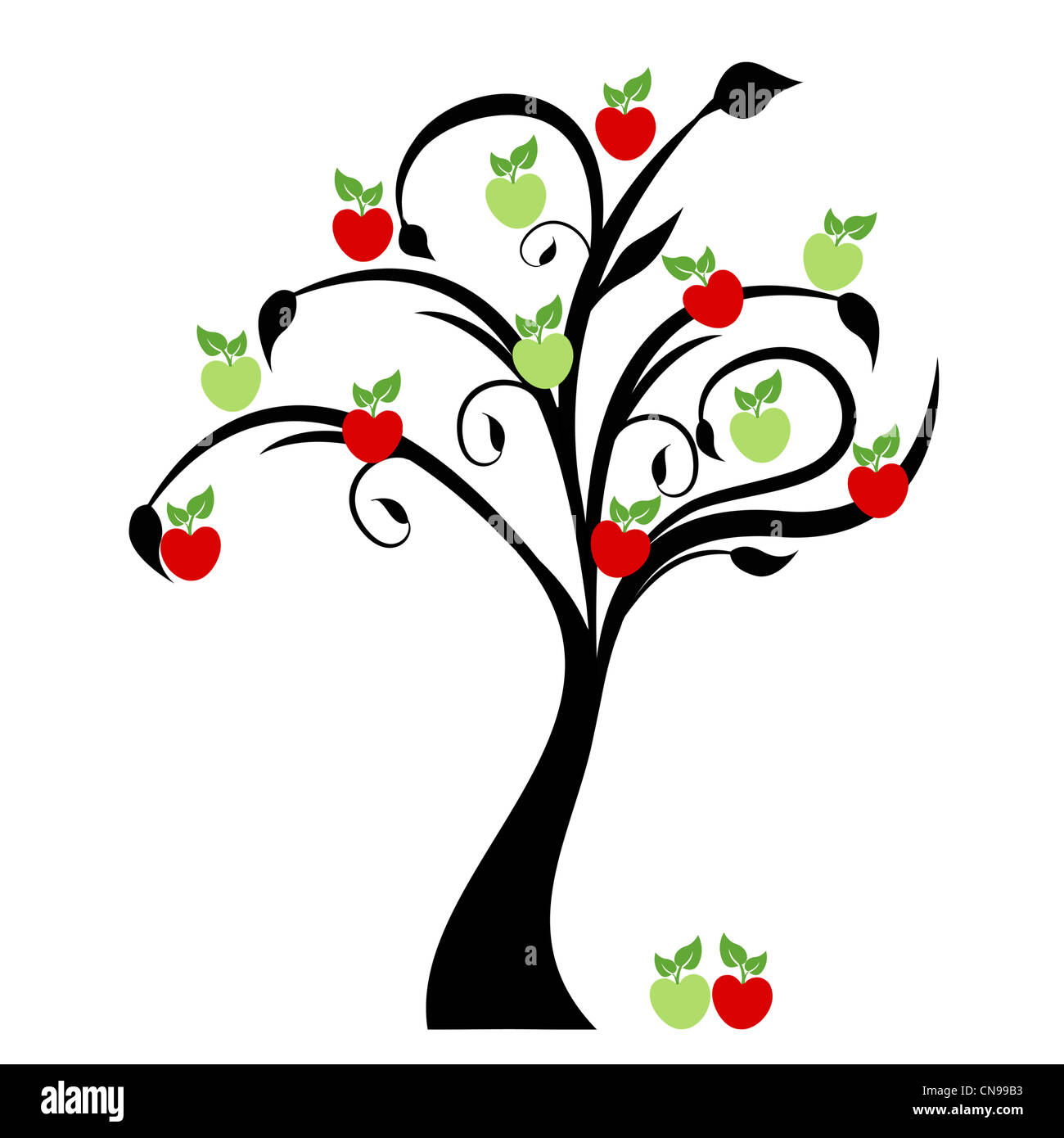 Beautiful apple tree isolated on white background Stock Photo - Alamy