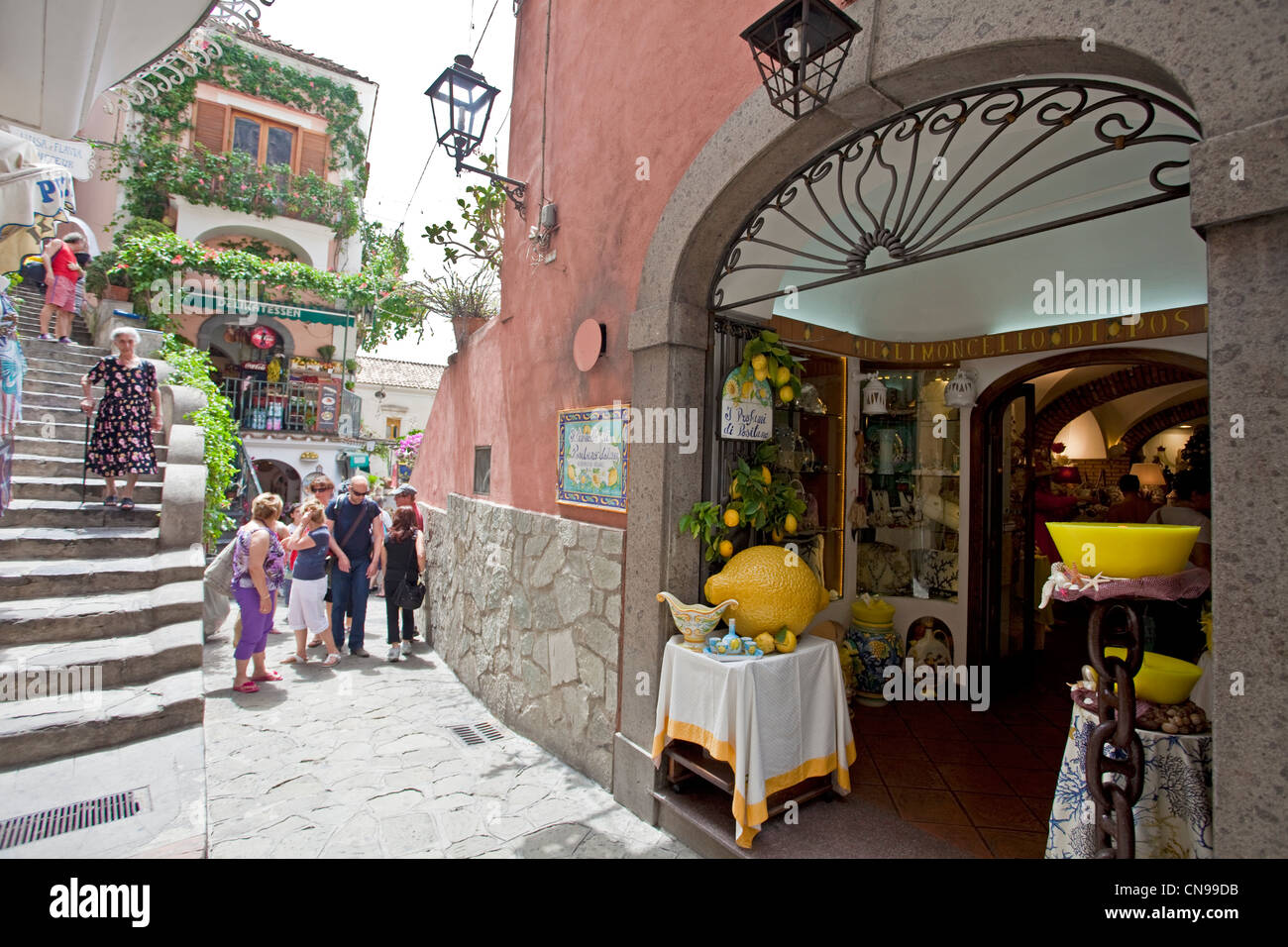 Souvenir shop at the village Positano, Amalfi coast, Unesco World ...