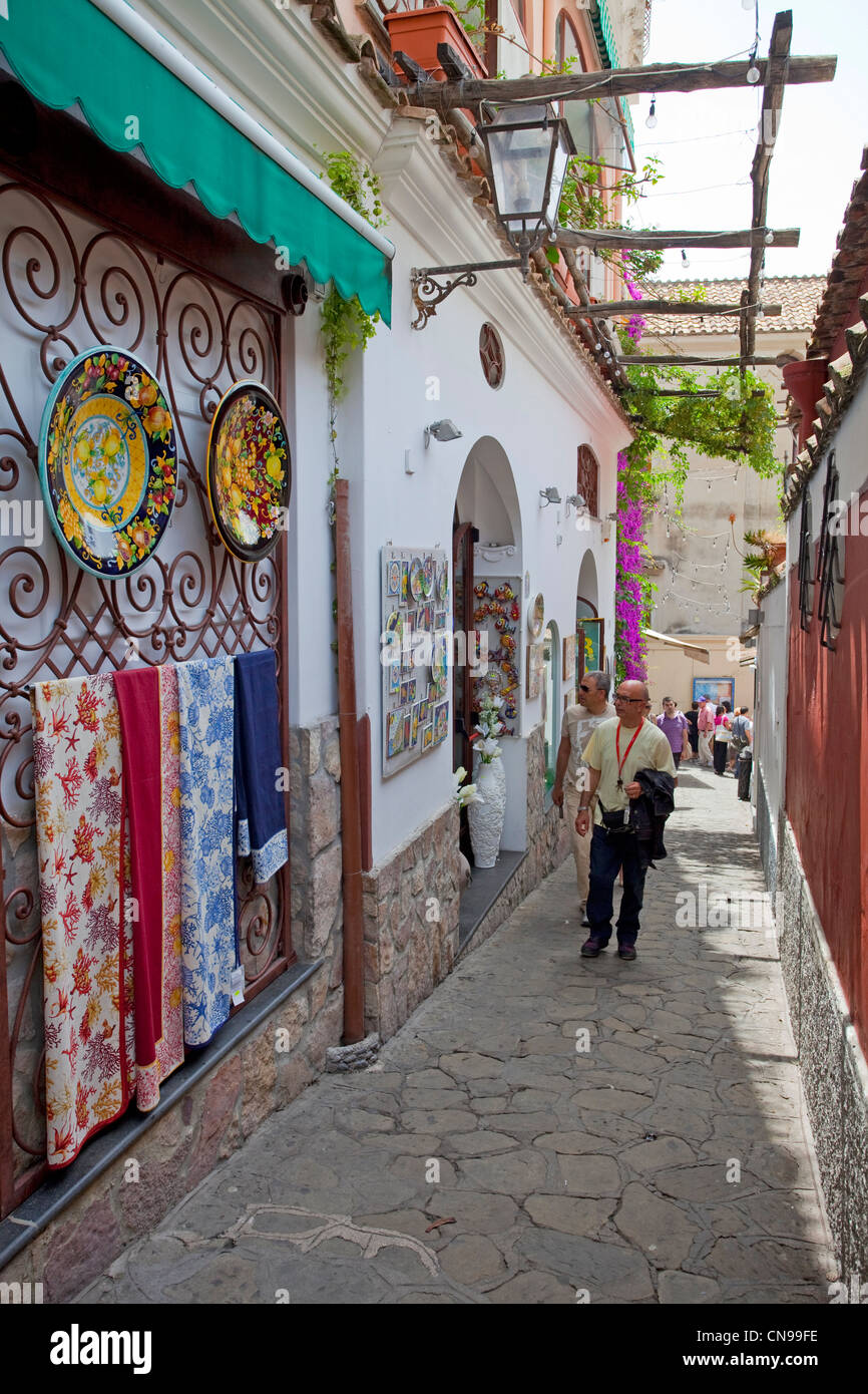 Souvenir shop at the village Positano, Amalfi coast, Unesco World ...