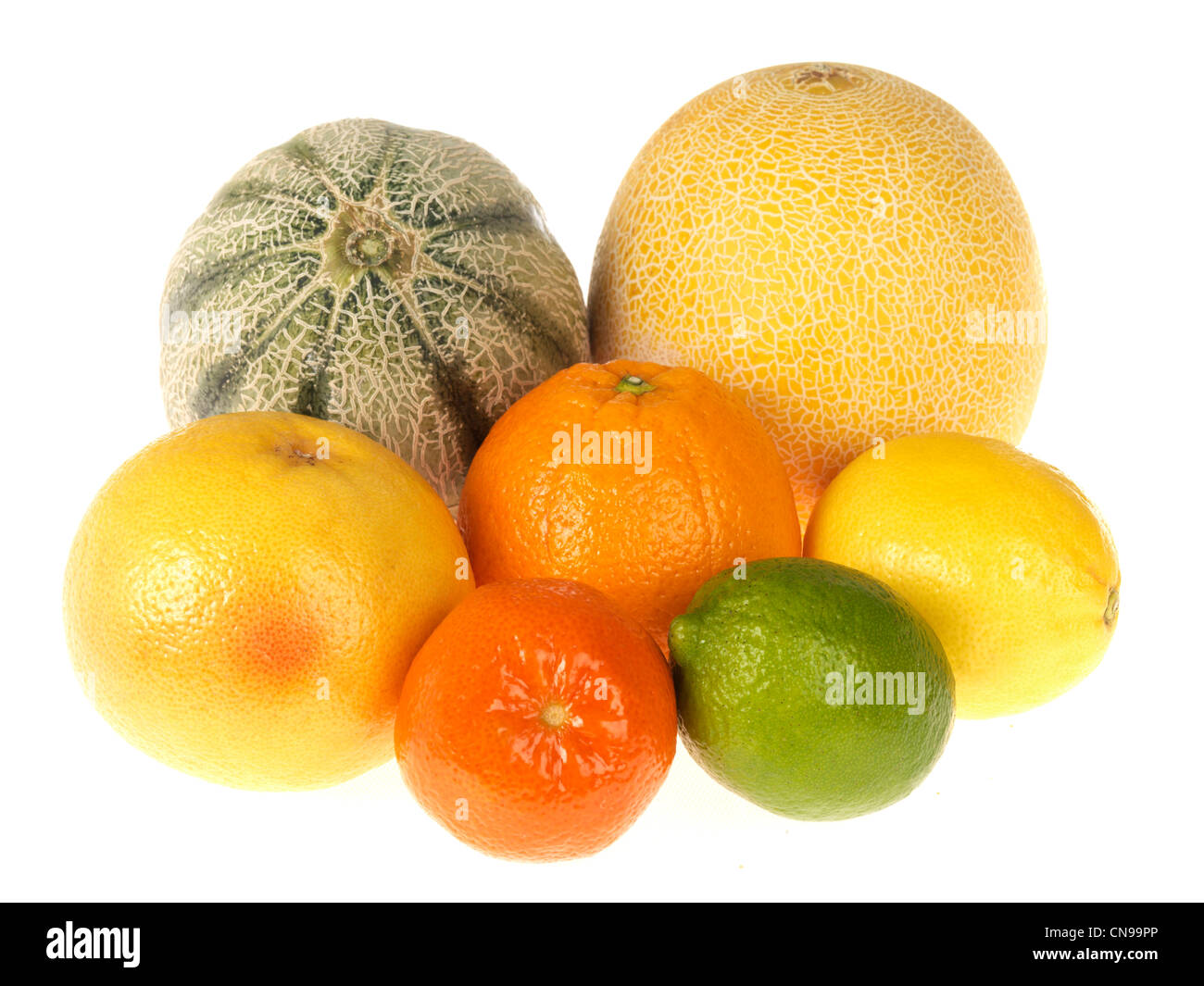 Citrus Fruit With Melons Stock Photo - Alamy