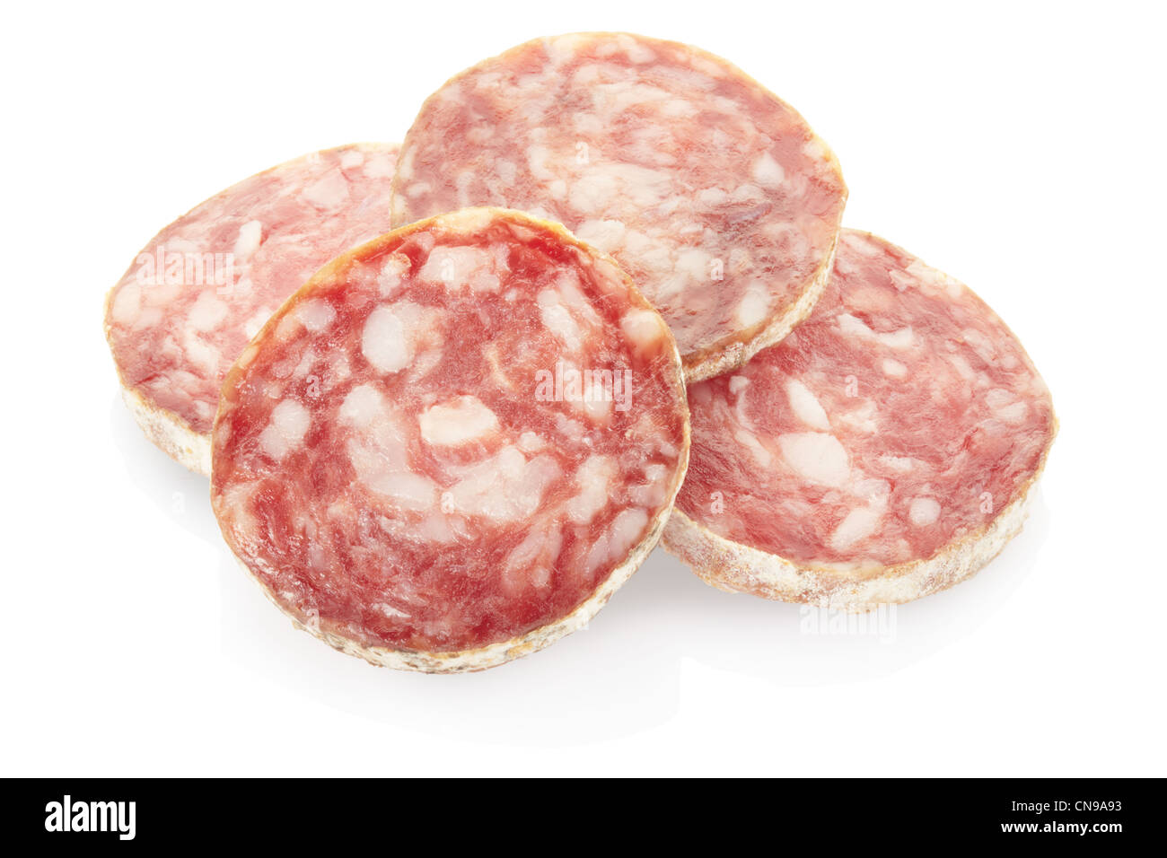 Salami italian sausage slices Cut Out Stock Images & Pictures - Alamy