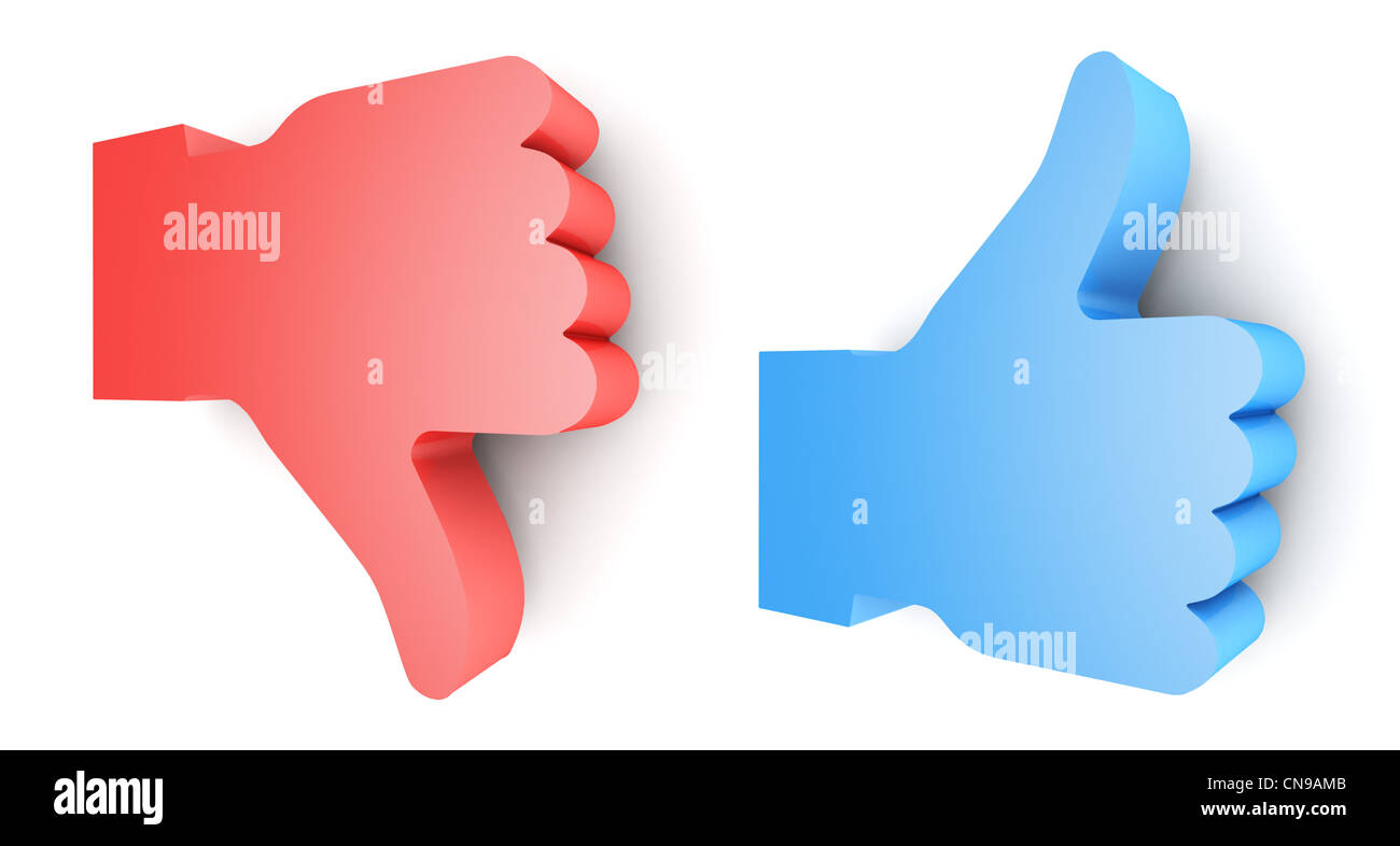 "Like" and "Unlike" buttons 3d render on white background Stock Photo ...