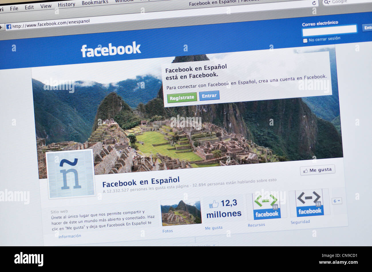 Facebook website - Spanish Stock Photo - Alamy