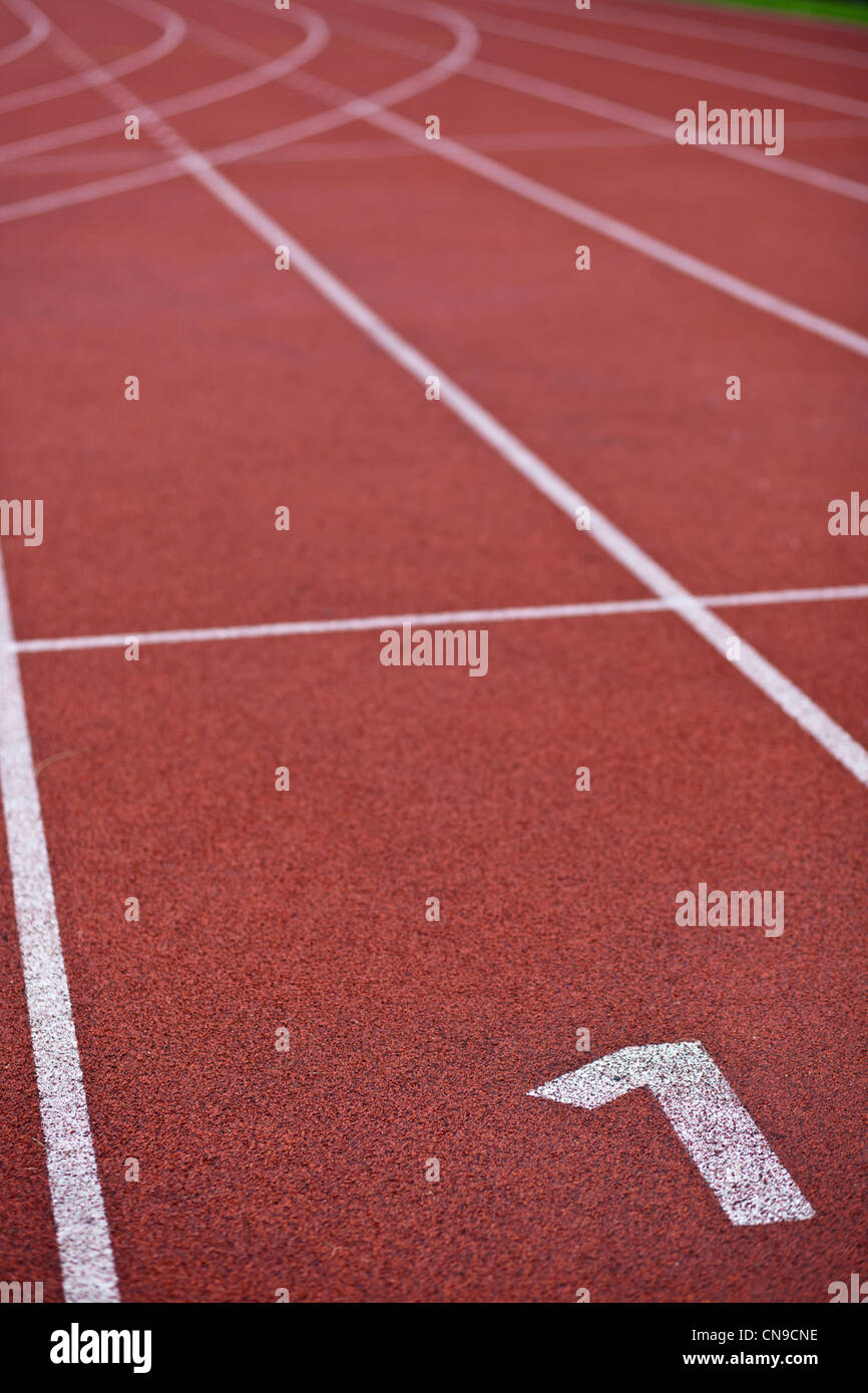 Sport grounds concept - Athletics Track Lane Numbers Stock Photo - Alamy