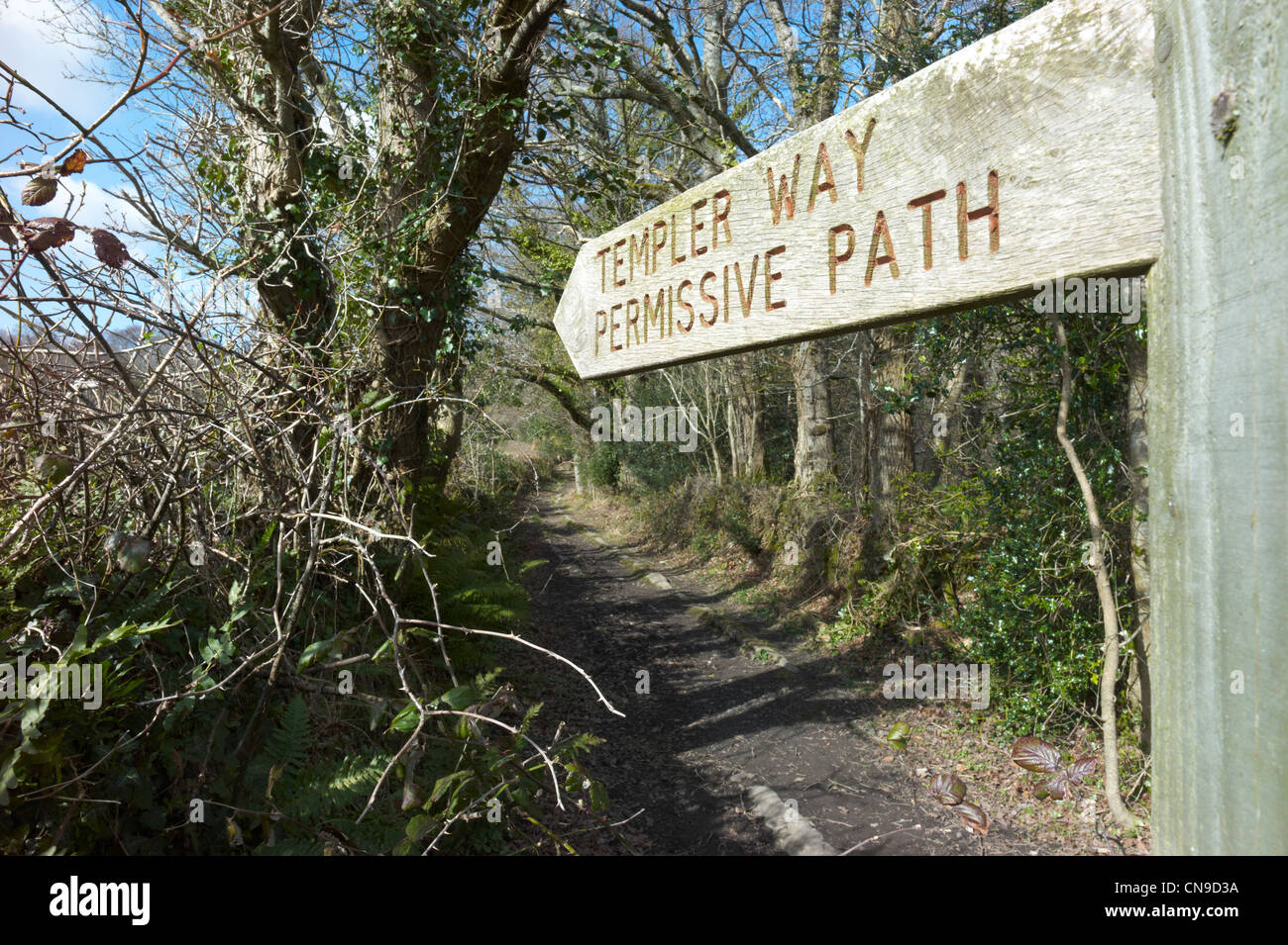 Templer Way ancient tramway permissive path sign near Bovey Tracey ...