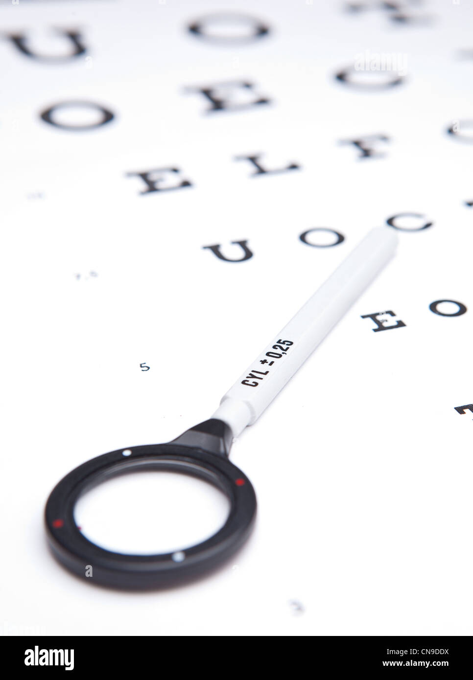 optometry concept - sight measuring spectacles & eye chart Stock Photo ...