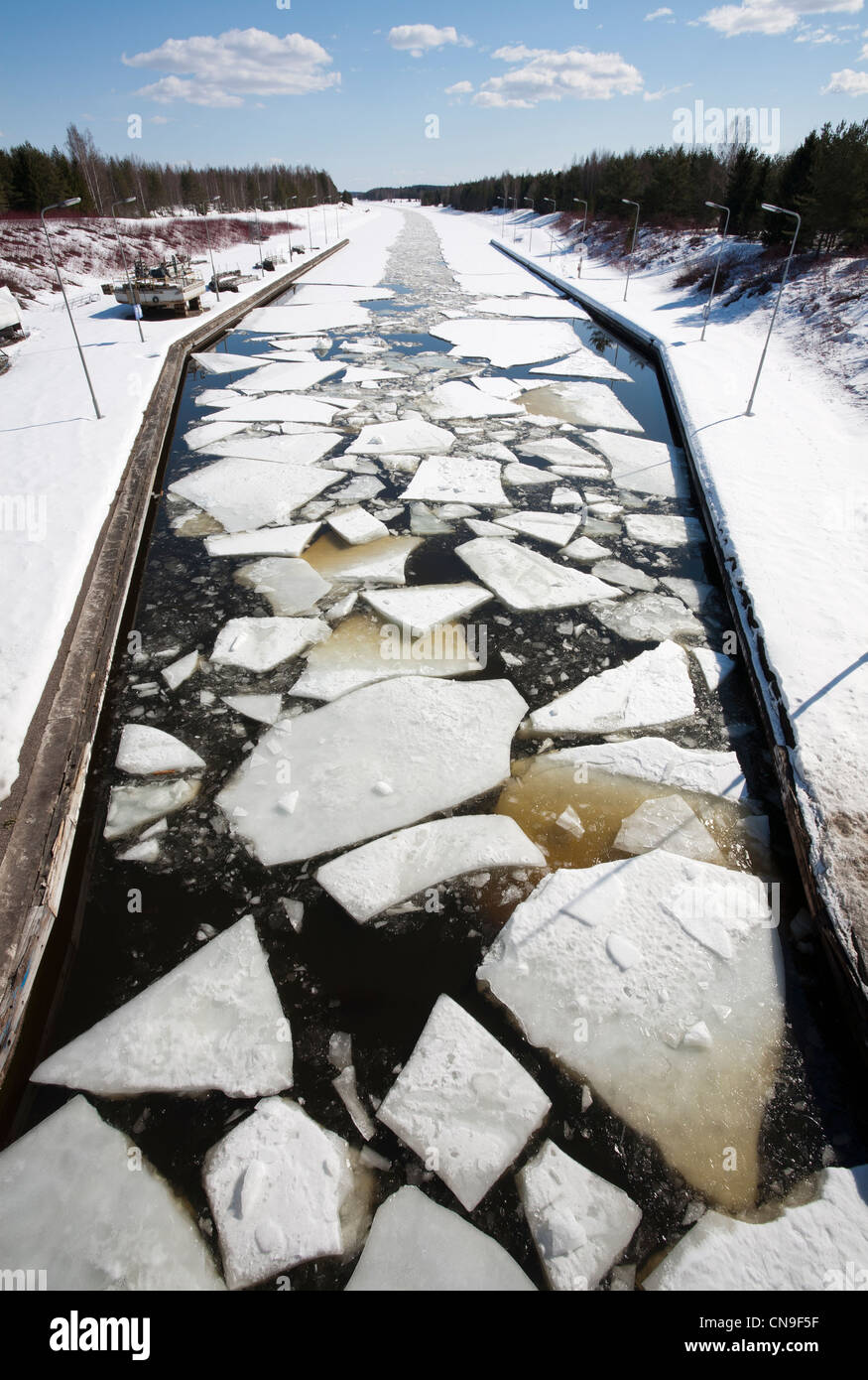 Broken ice sheet in the Saimaa canal, Lappeenranta Finland Stock Photo ...