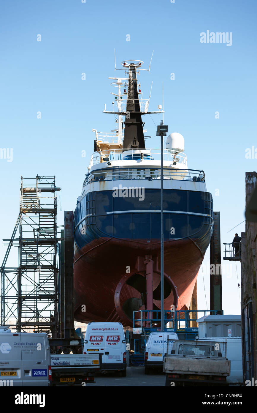 Trawler in shipyard at Peterhead Harbour Scotland UK Stock Photo - Alamy