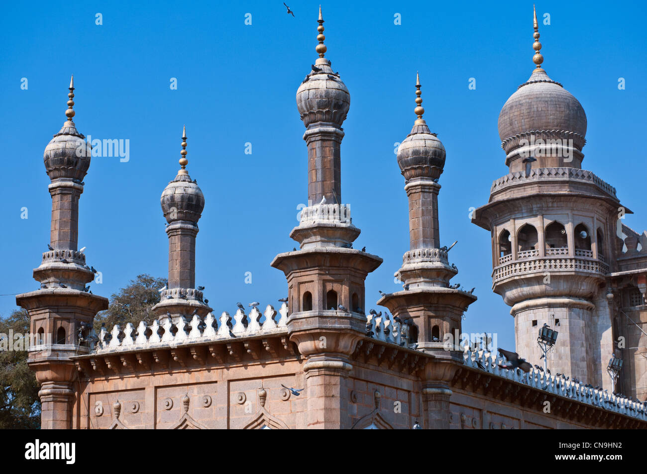 Minarets at Mecca Masjid mosque Hyderabad Andhra Pradesh India Stock ...
