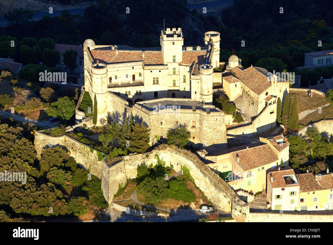France, Vaucluse, Le Barroux, the castle in the 16th century (aerial ...
