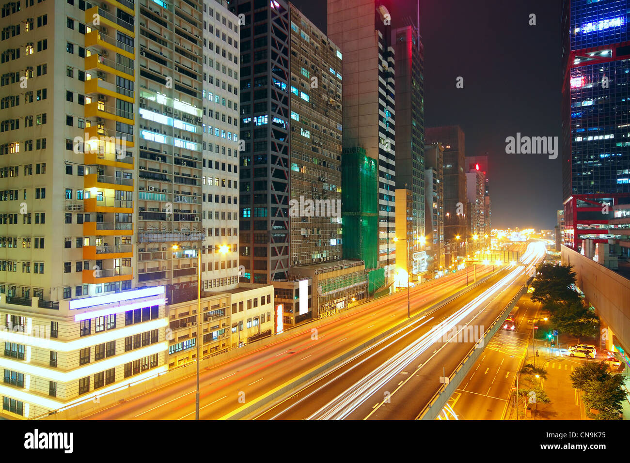 downtown city night Stock Photo - Alamy