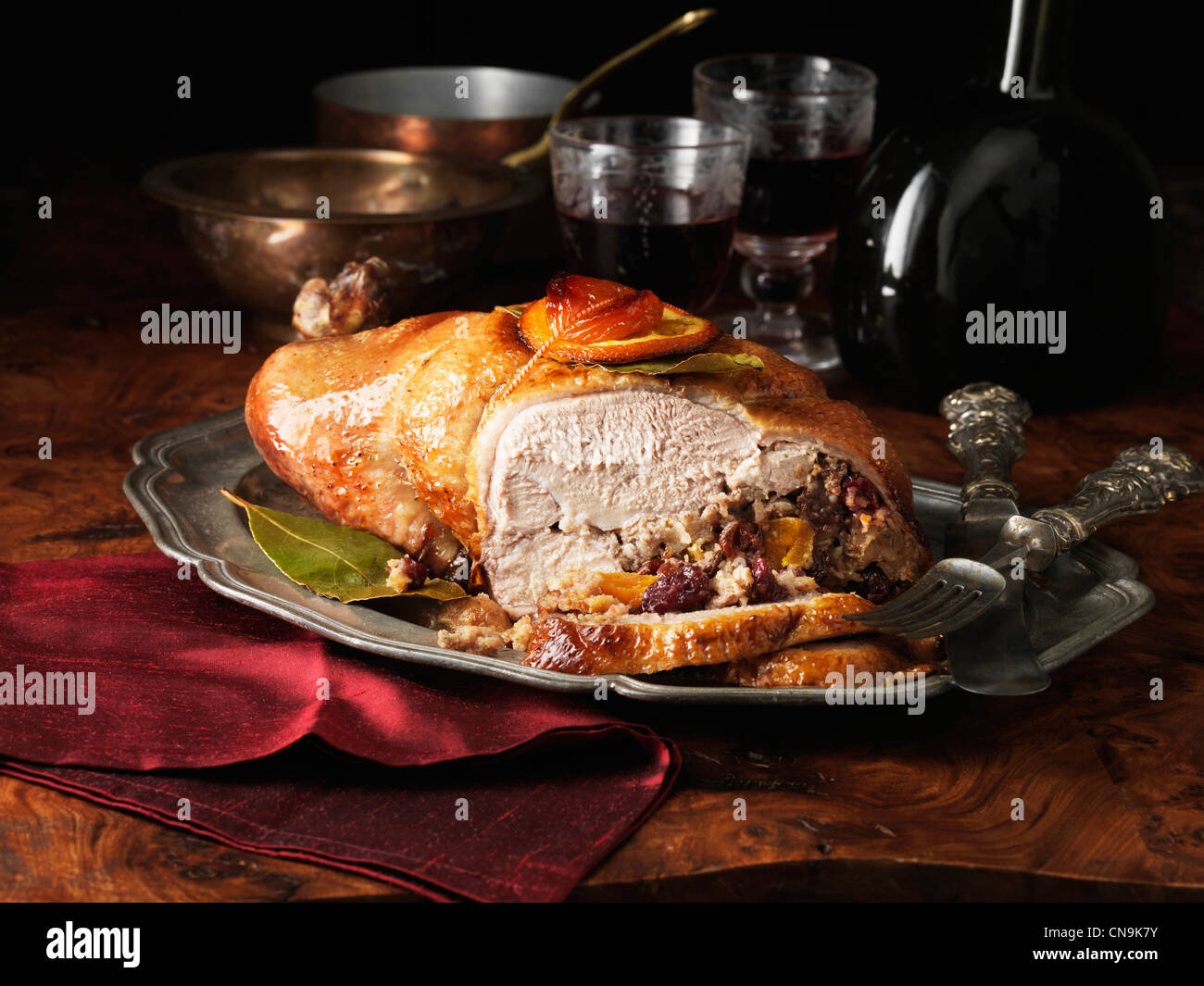 Plate of stuffed duck Stock Photo - Alamy