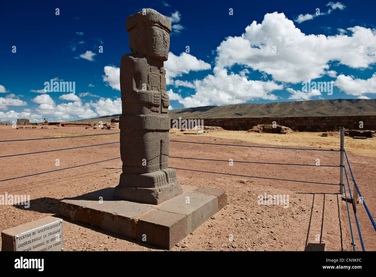 The Ponce monolith, stela in the sunken courtyard of the Tiwanaku's ...