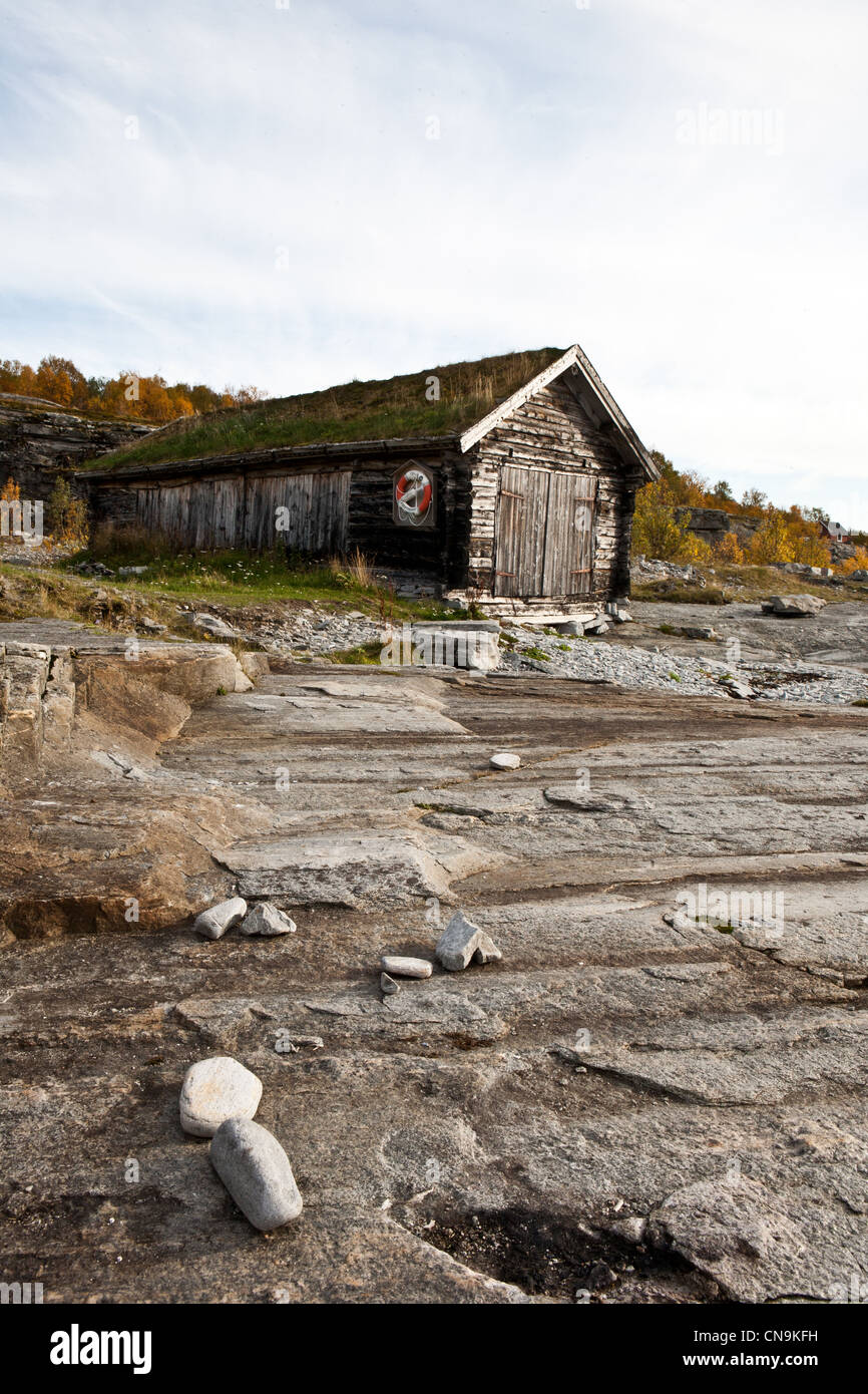 Old house called Naustet at Straumhella, Troms fylke, Norway. The house ...