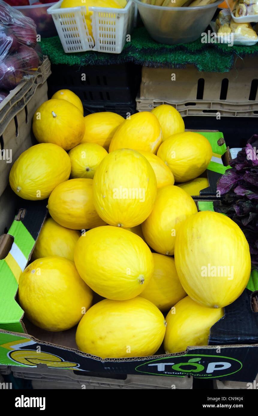 Canary melon on sale in the Whitechapel market - London, England Stock ...