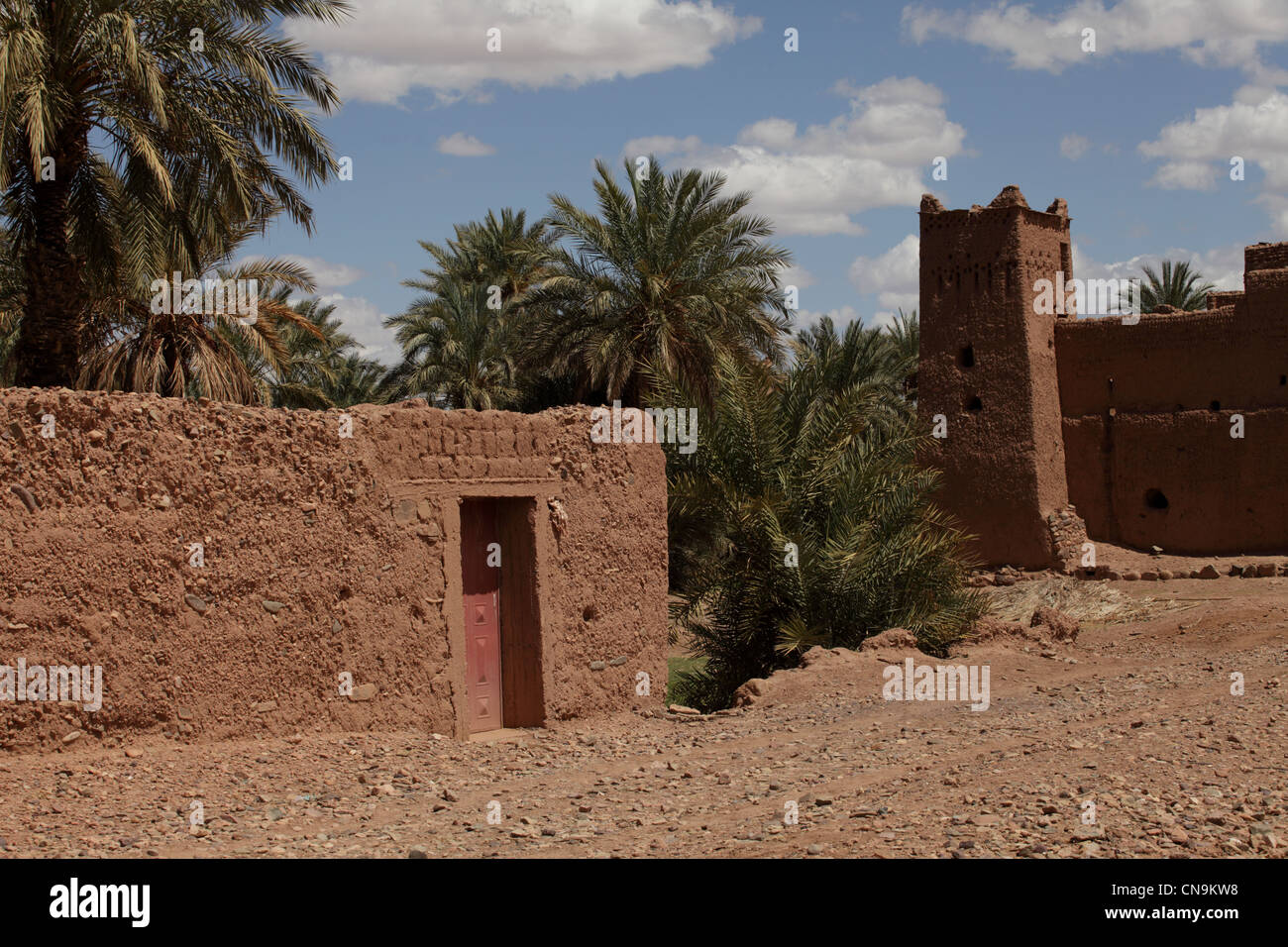 Typical mud-brick built buildings, Draa Valley, southern Morocco ...