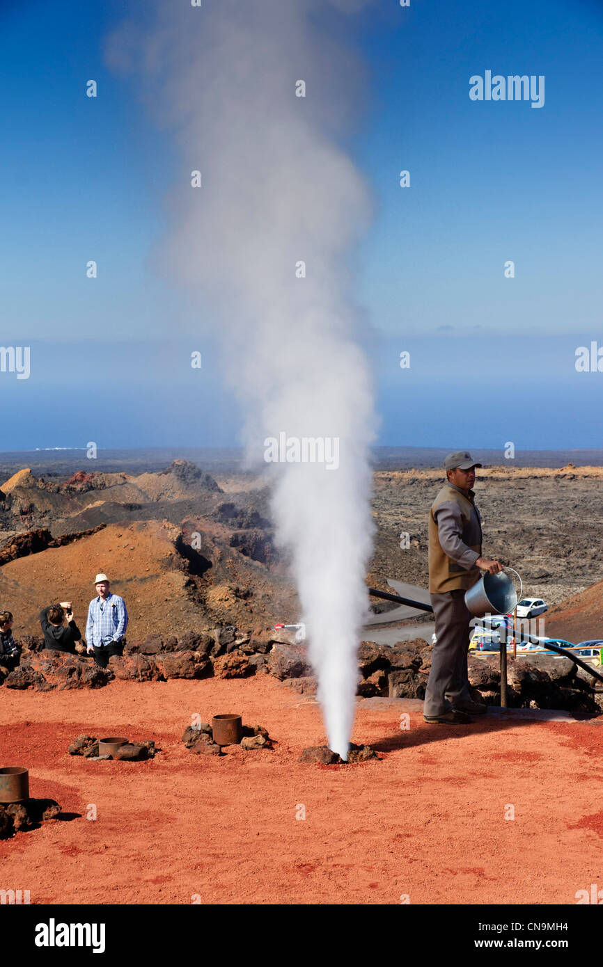 Timanfaya volcanoes national park and Visitor Centre zone. Deomstrating ...