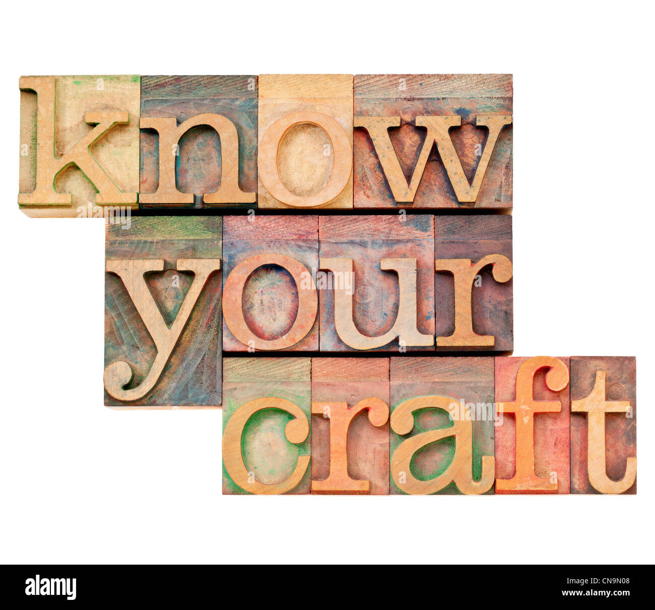 know your craft - isolated text in vintage in letterpress wood type ...