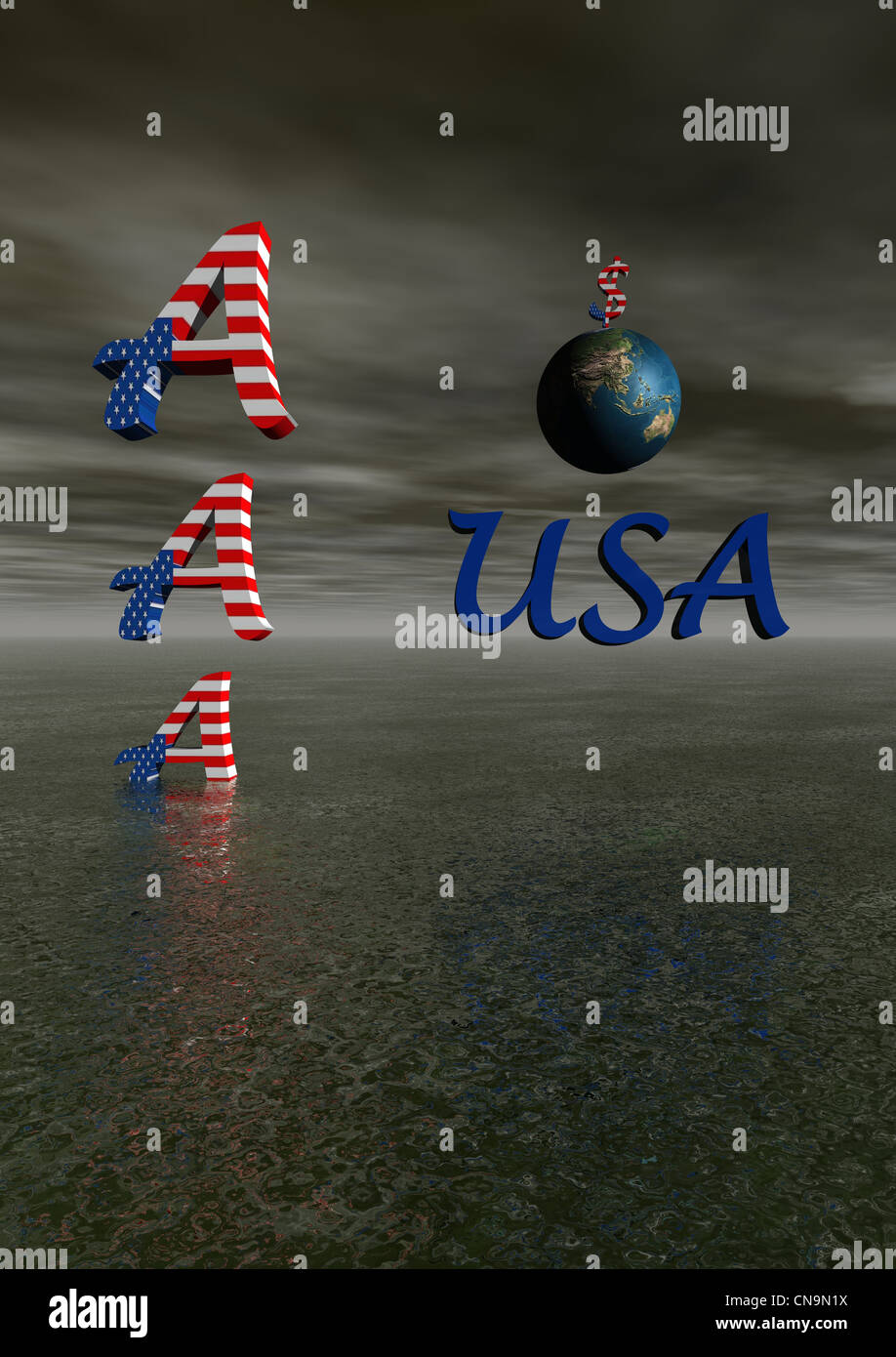 usa and planet and aaa and dollar Stock Photo - Alamy