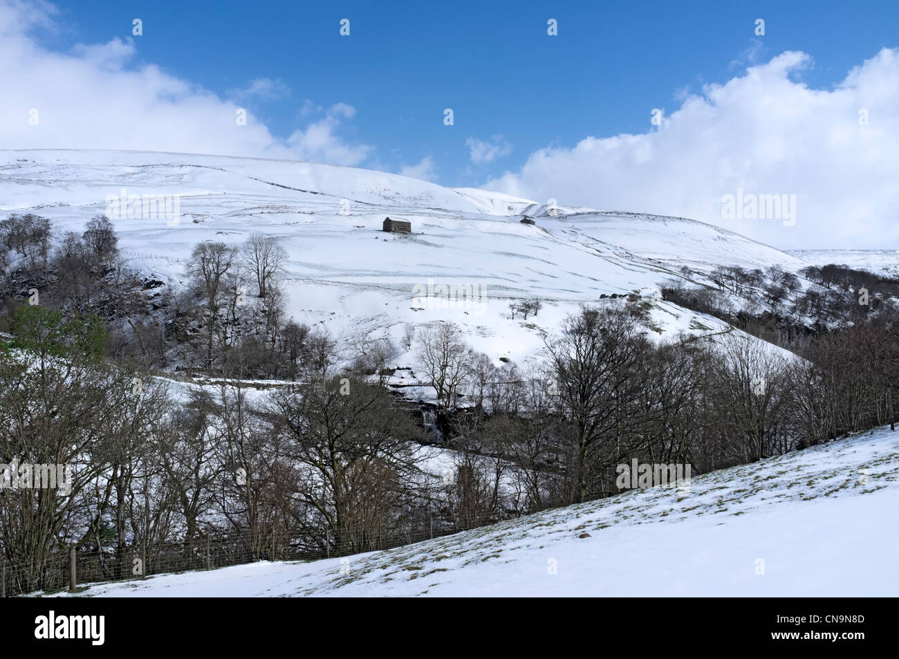 Late snow above Swaledale Gorge, Keld, Yorkshire Dales, England Stock ...