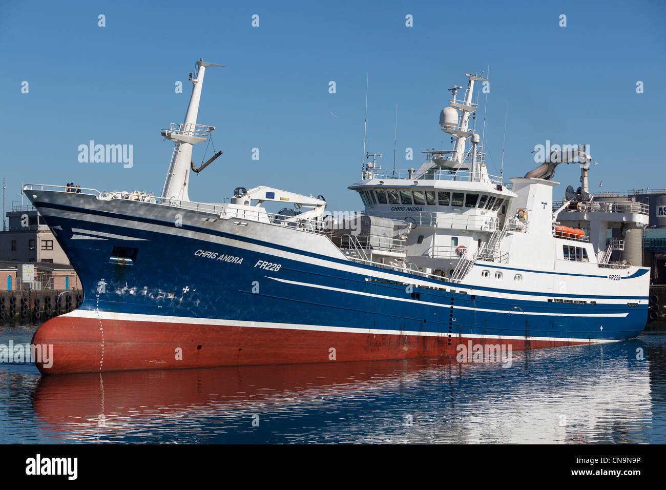 Deep sea trawlers alongside, the fishing town, the port of Peterhead .N ...